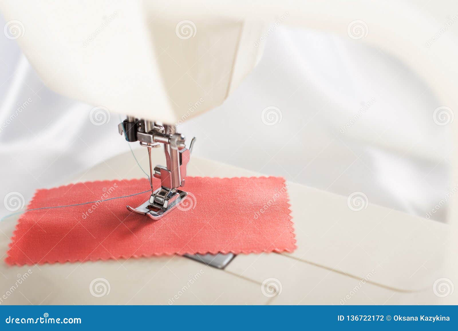 Tailoring Process - Sewing Machine with Needle, Thread and Fabric. Item ...