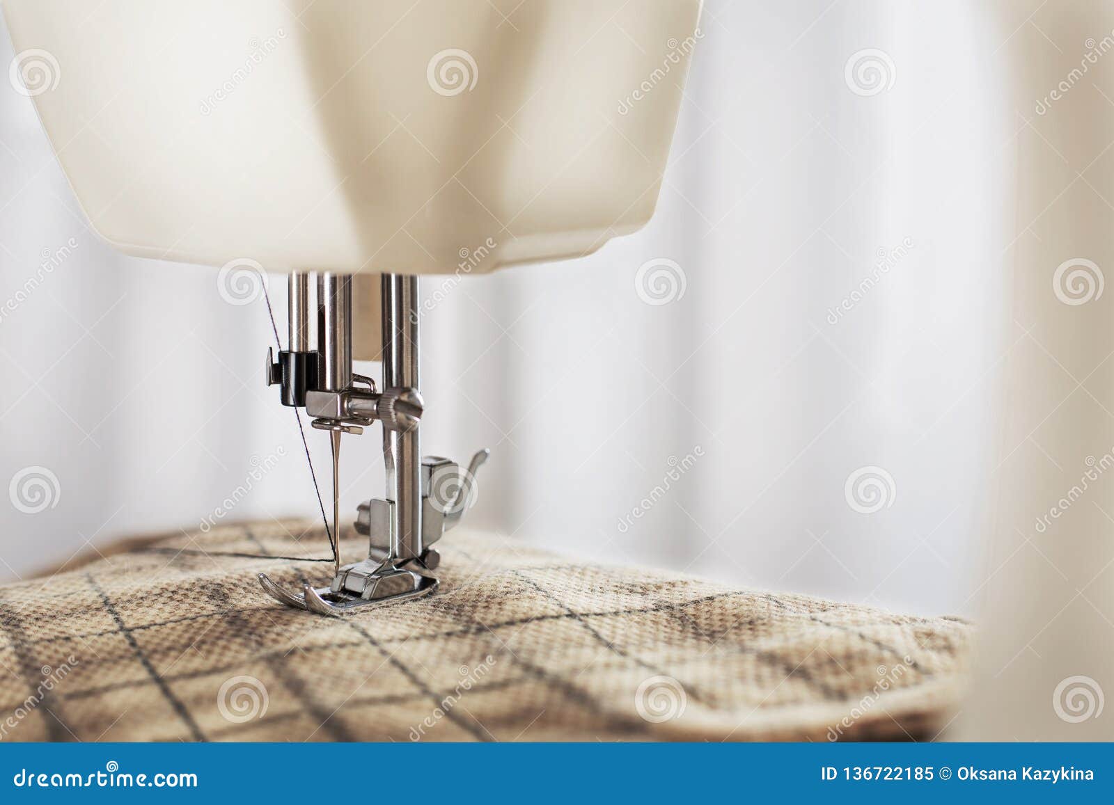 Tailoring Process - Sewing Machine with Needle, Thread and Fabric. Item ...
