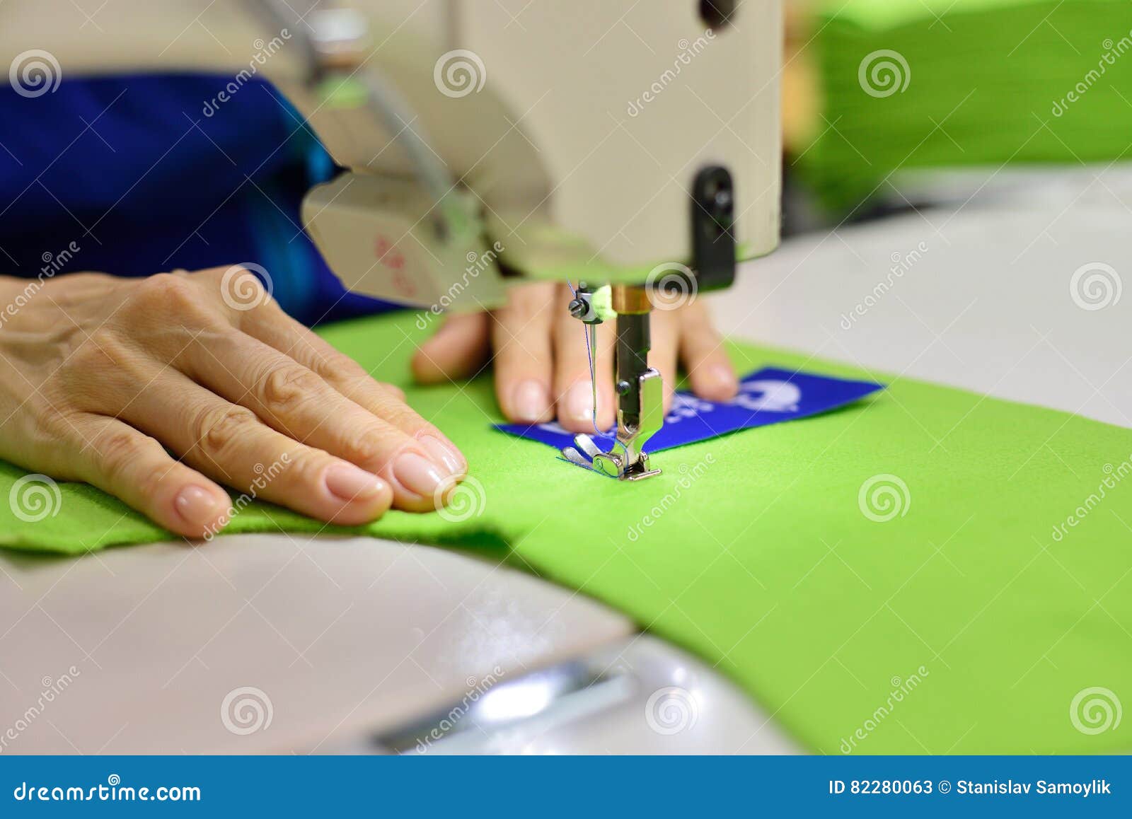 Tailoring Process - Women`s Hands Behind Her Sewing. Stock Image ...