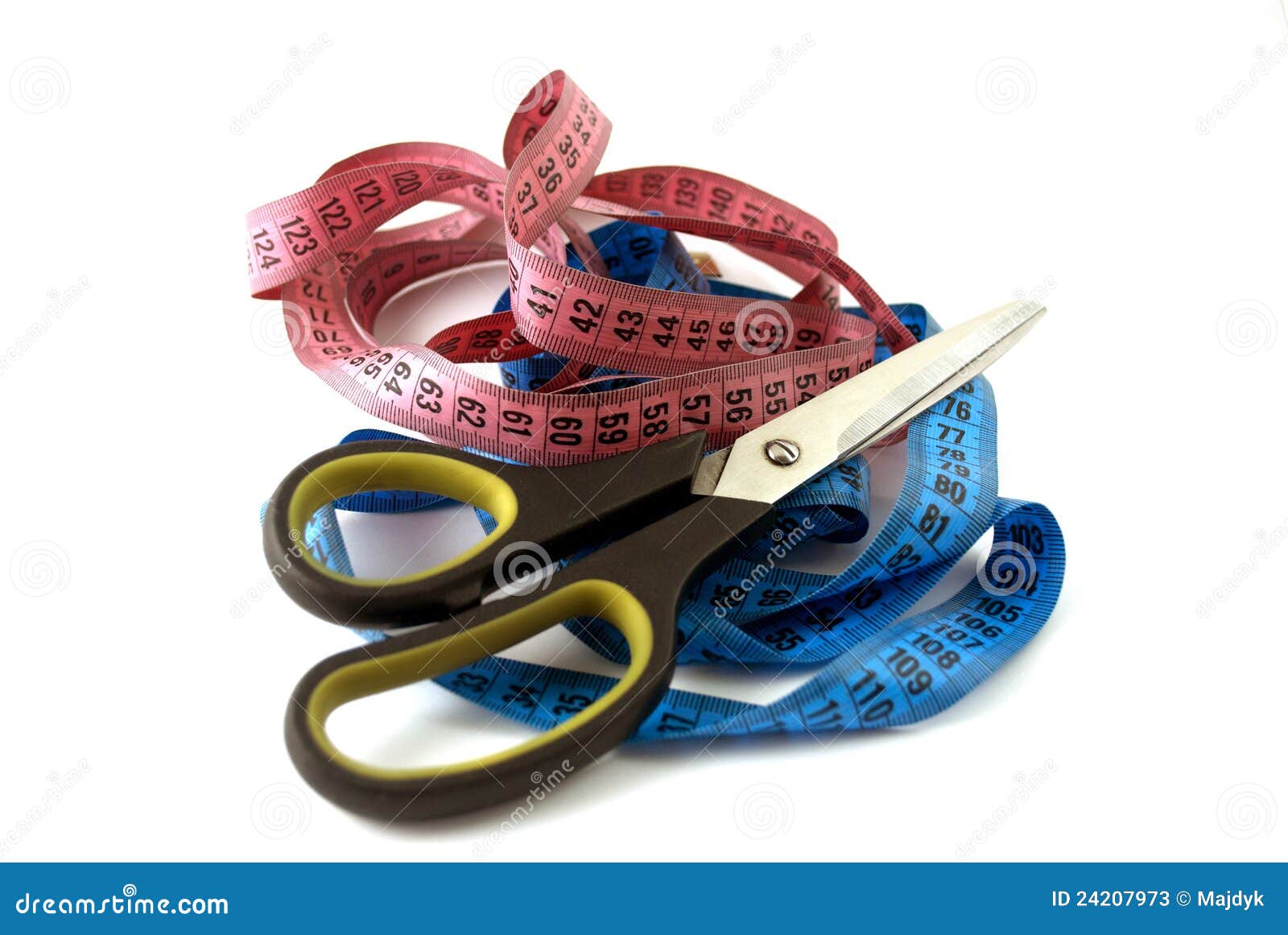 Tailoring Scissors and Colored Meters Stock Image - Image of textile ...