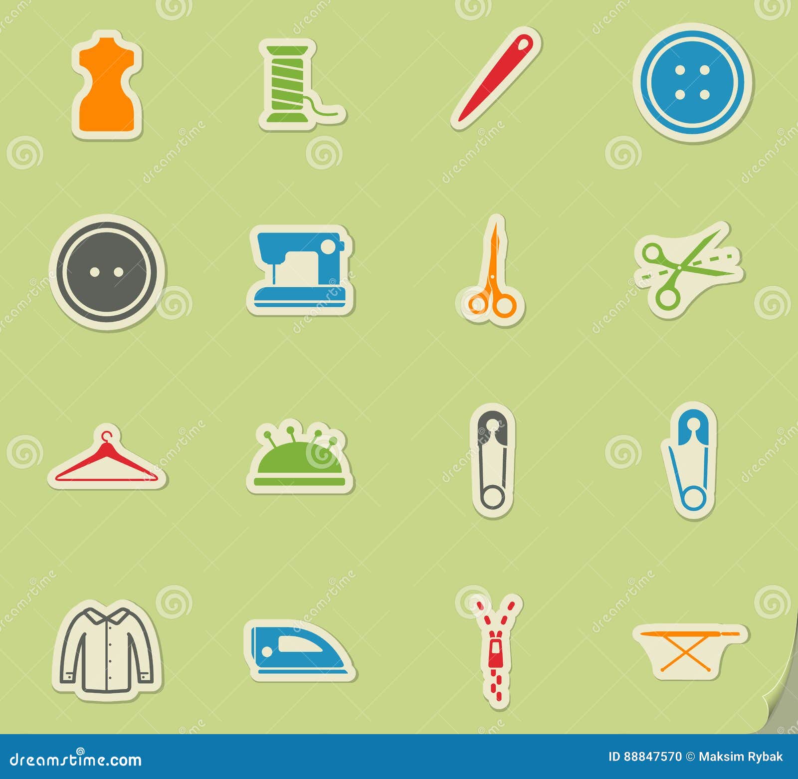 Tailoring simply icons stock illustration. Illustration of dressmaking ...