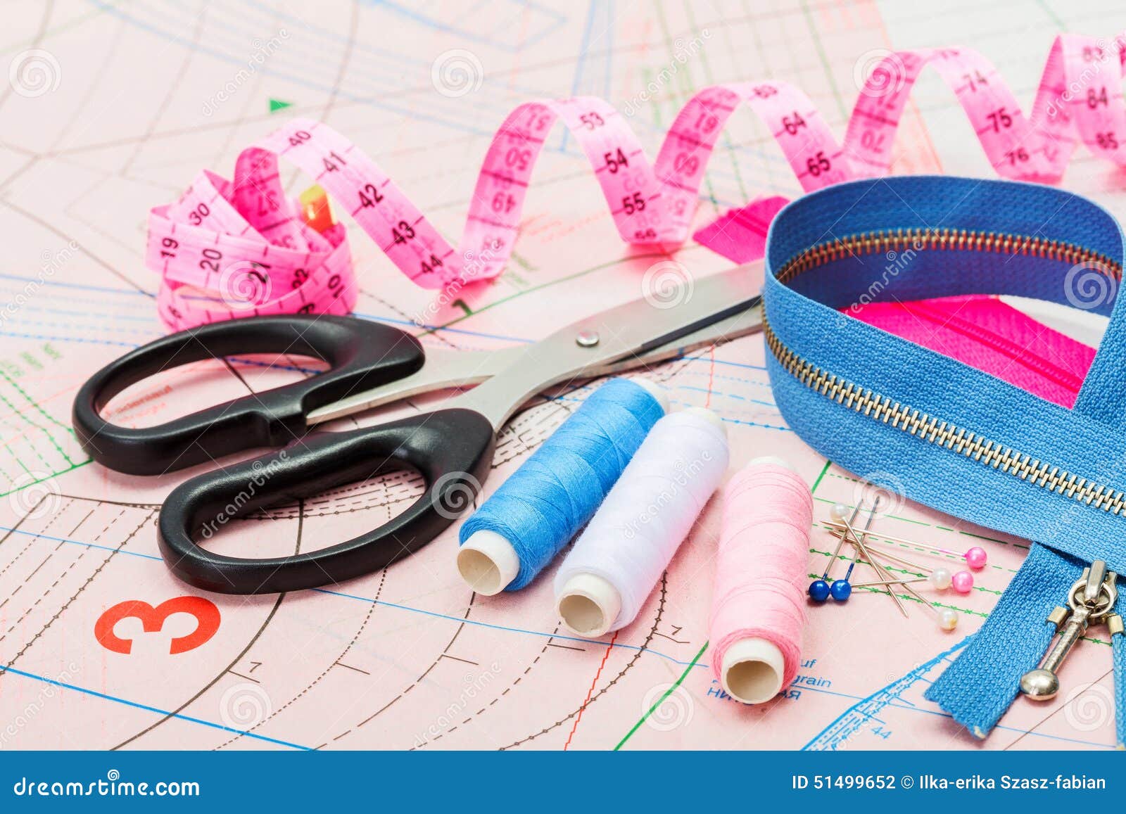 Tailoring Tools and Accessories Stock Photo - Image of tools, zipper ...