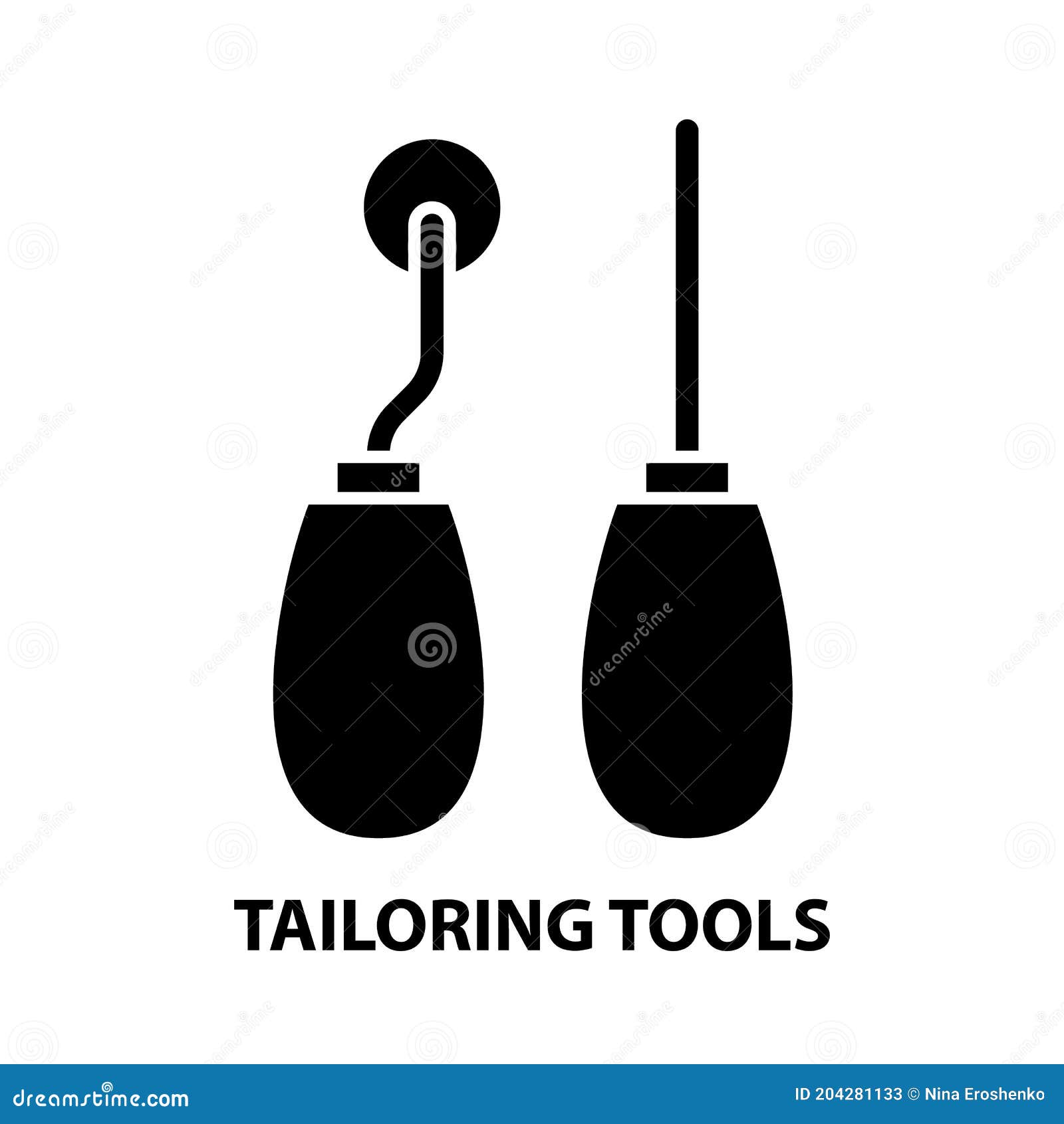 Tailoring Tools Icon, Black Vector Sign with Editable Strokes, Concept ...