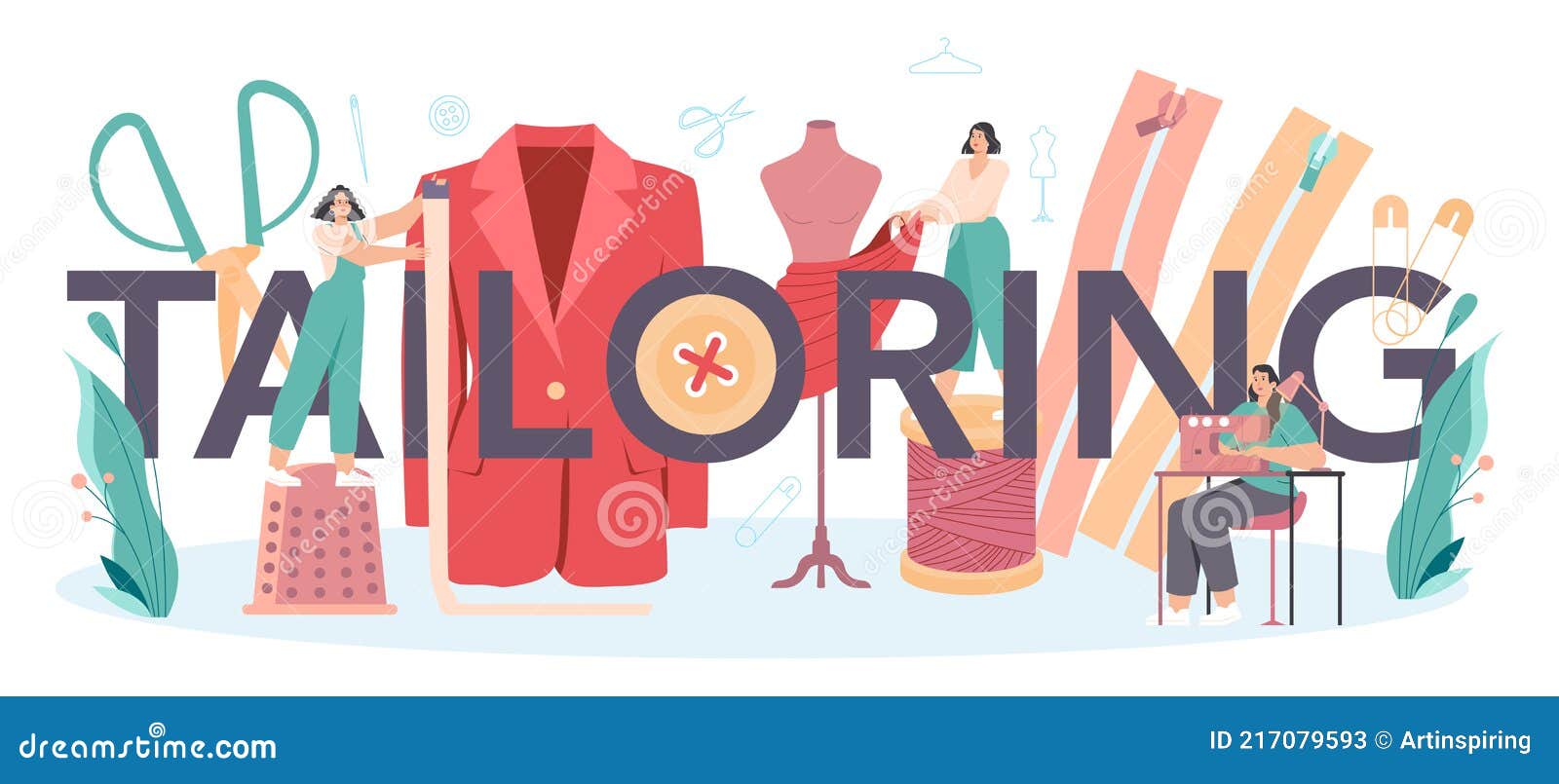 Tailoring Typographic Header. Fashion Designer Sewing or Fitting ...