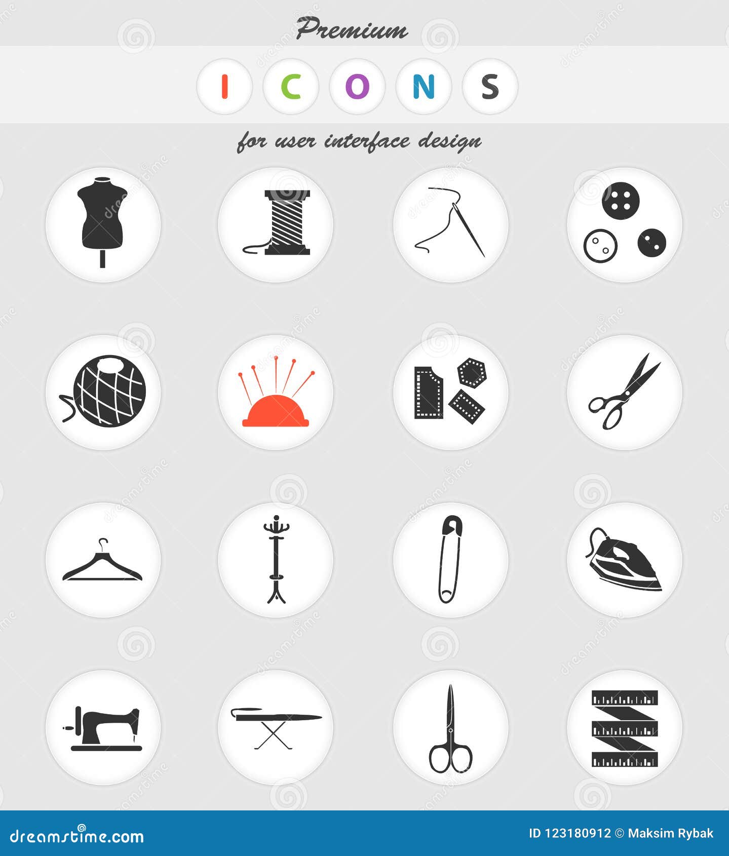 Tailoring icon set stock vector. Illustration of scissors - 123180912