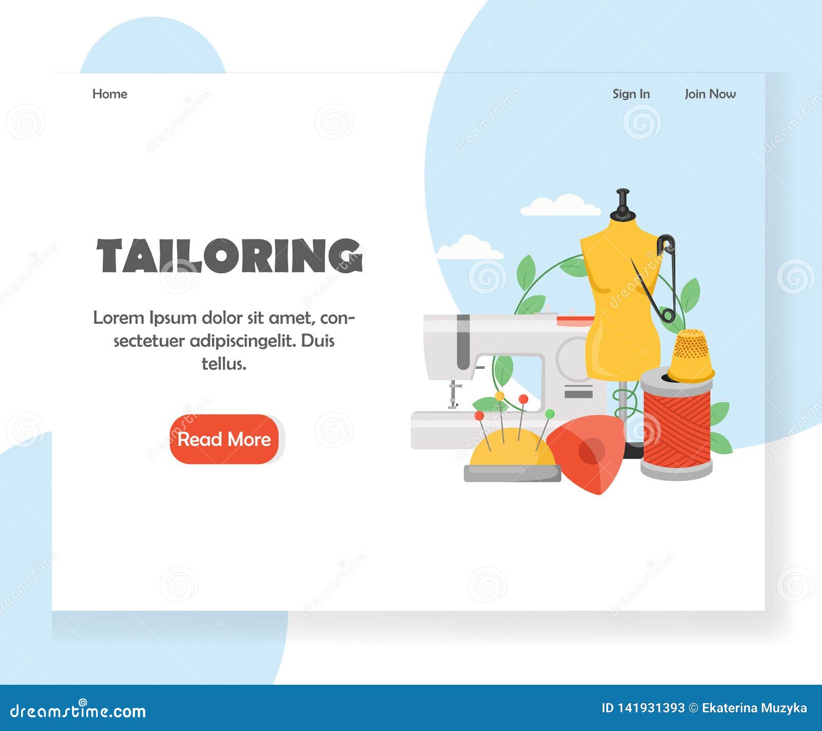 Tailoring Vector Website Landing Page Design Template Stock Vector ...