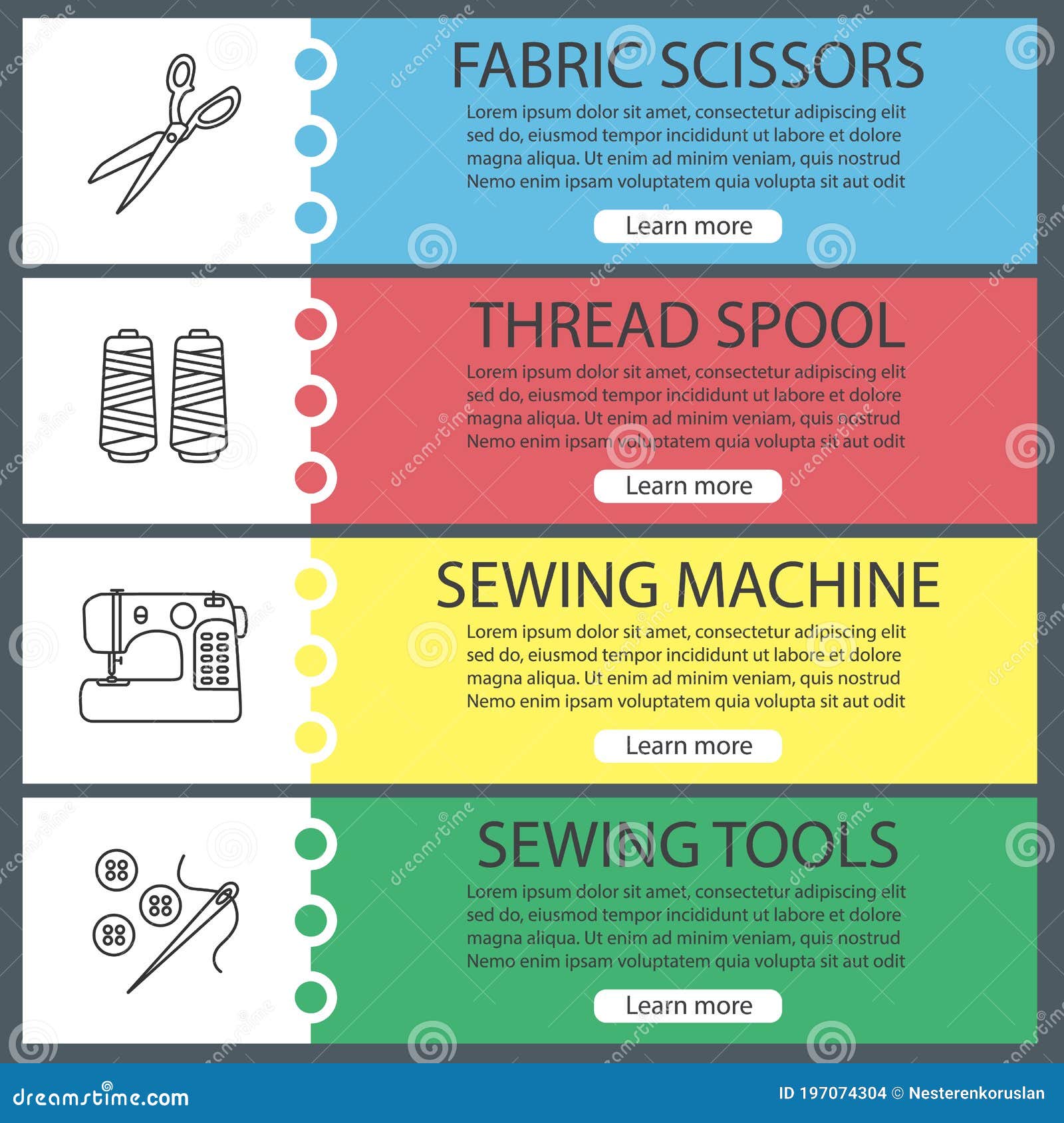 Tailoring Web Banner Templates Set Stock Vector - Illustration of ...