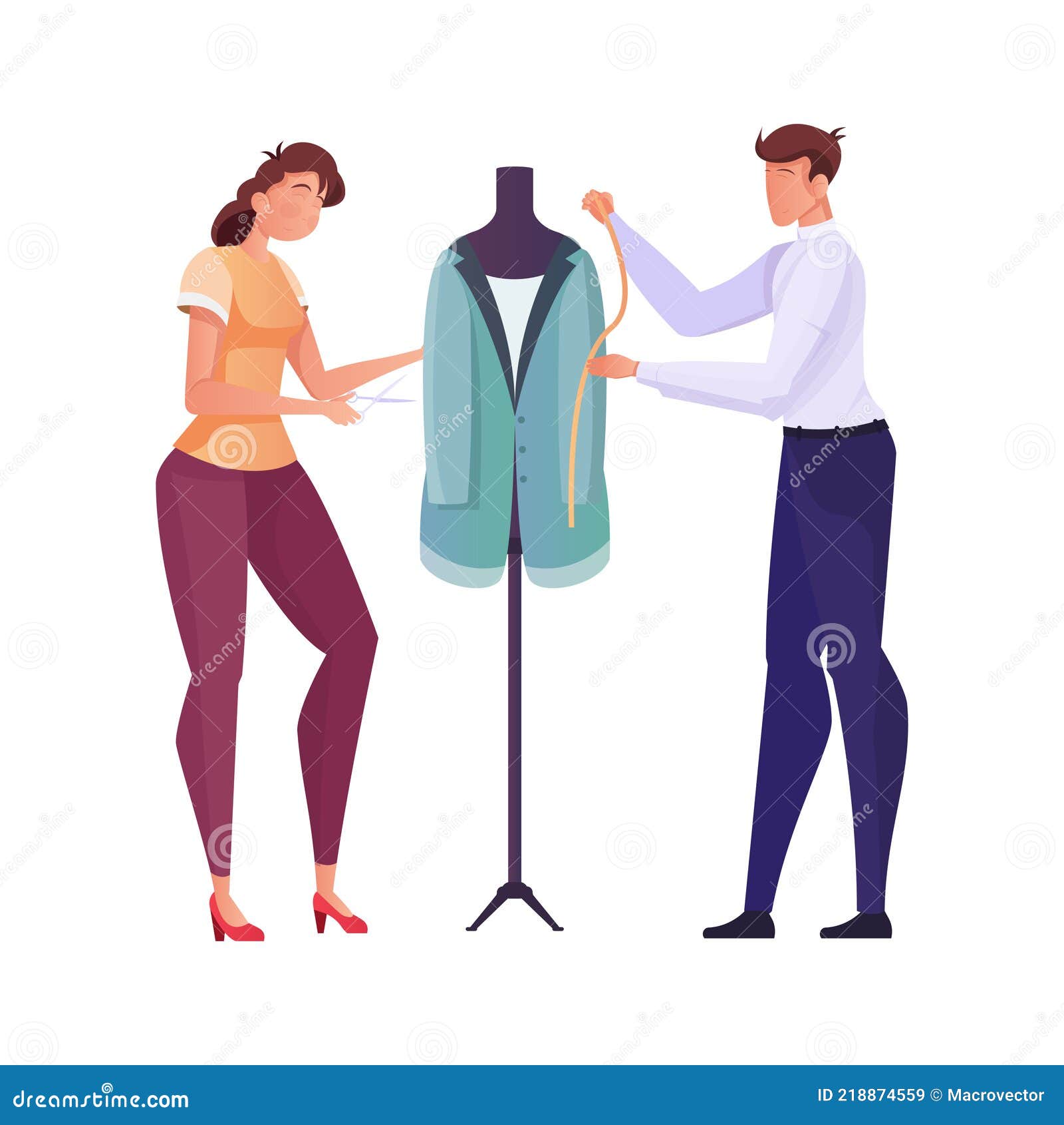 Tailors and Mannequin Composition Stock Vector - Illustration of ...