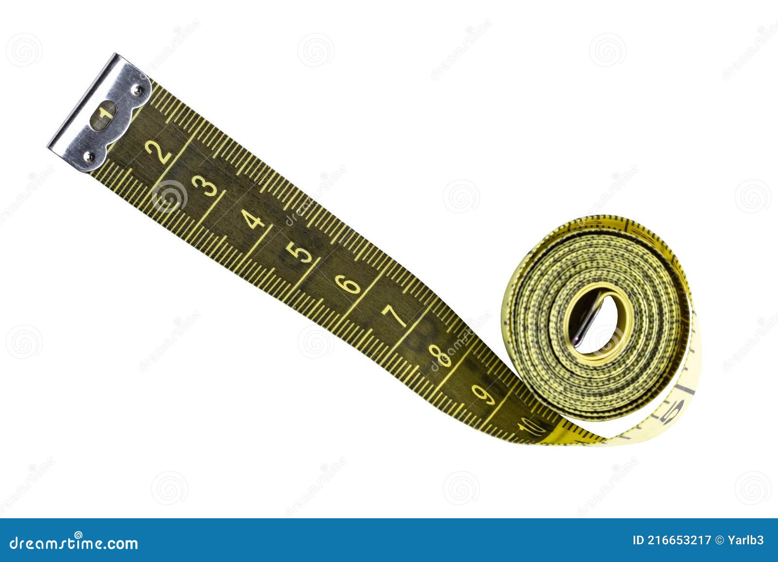 Tailors Meter with Centimeter Divisions, Close-up on White, Isolate ...