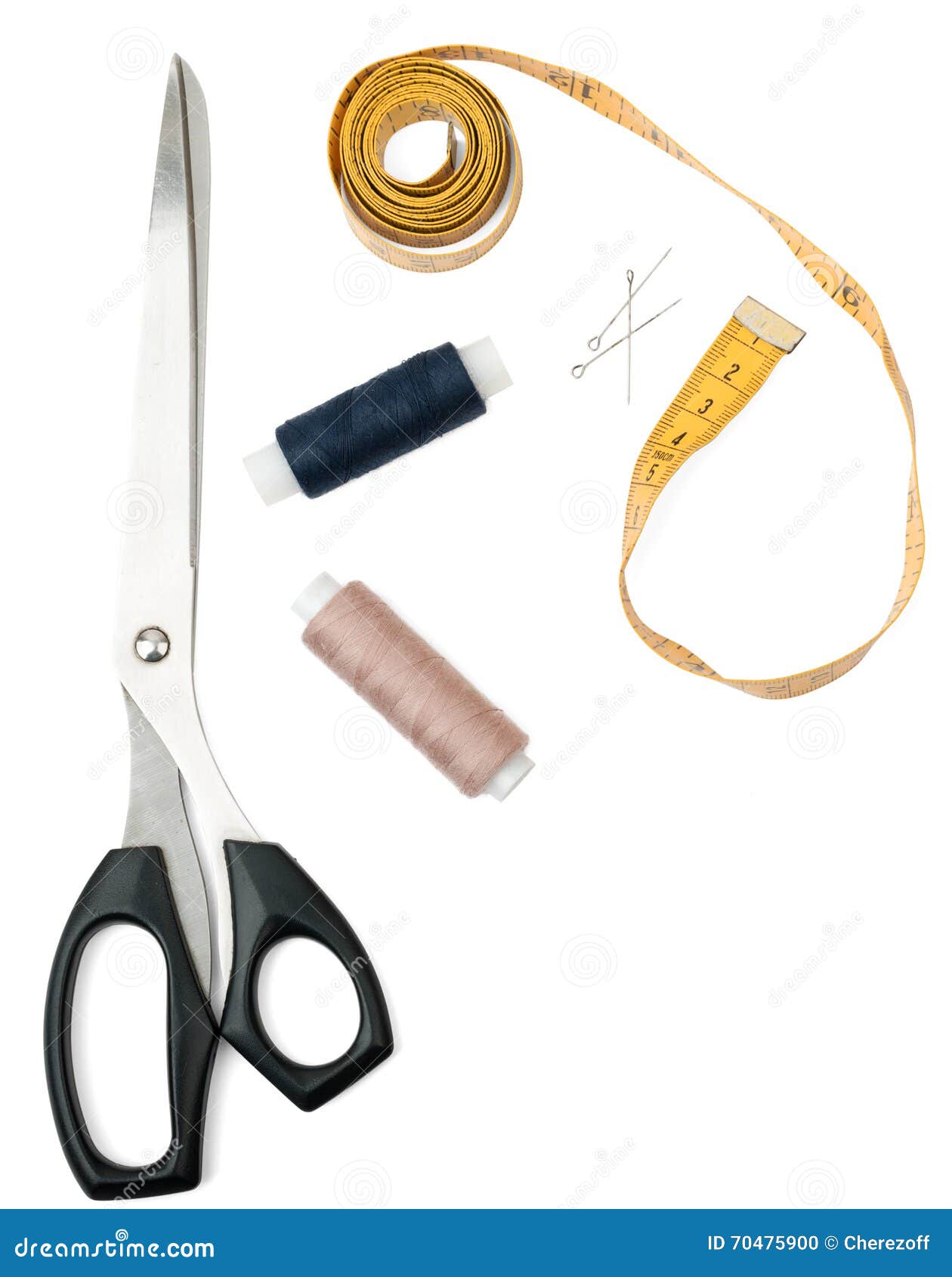 Tailors Tools - Scissors, Thread and Tape Measure Stock Photo - Image ...