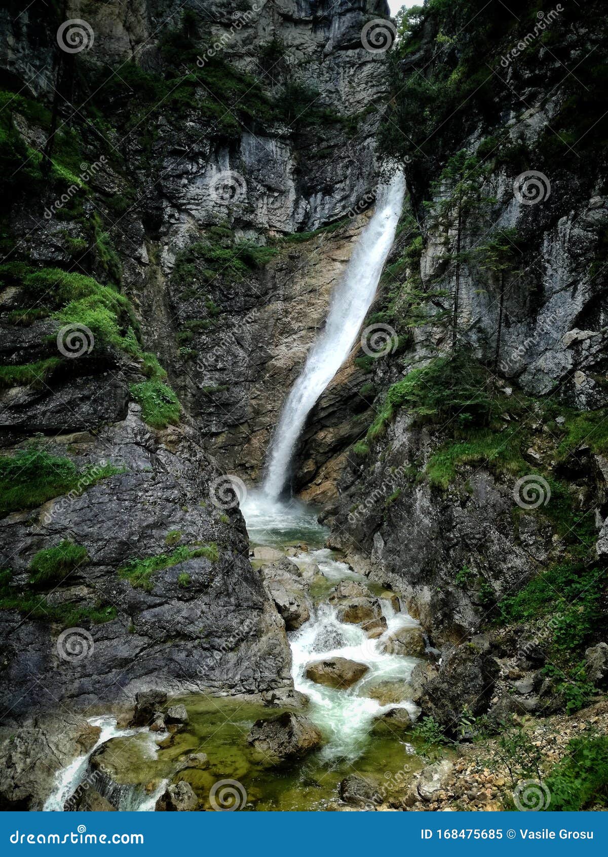 Mountain waterfall in Alps stock image. Image of germany - 168475685