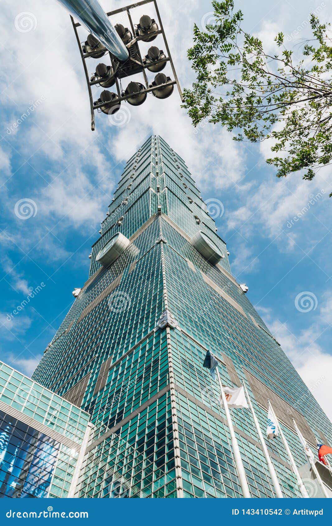 Taipei 101 Buildings With Taiwanese Flag Editorial Photo ...