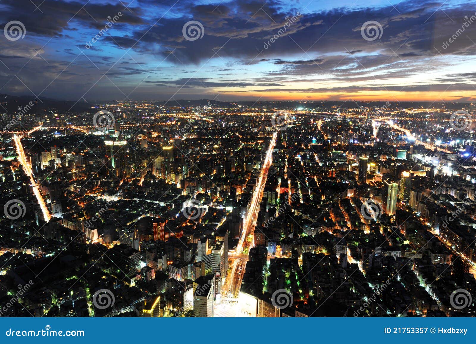Taipei city at night stock image. Image of capital, cityscape - 21753357