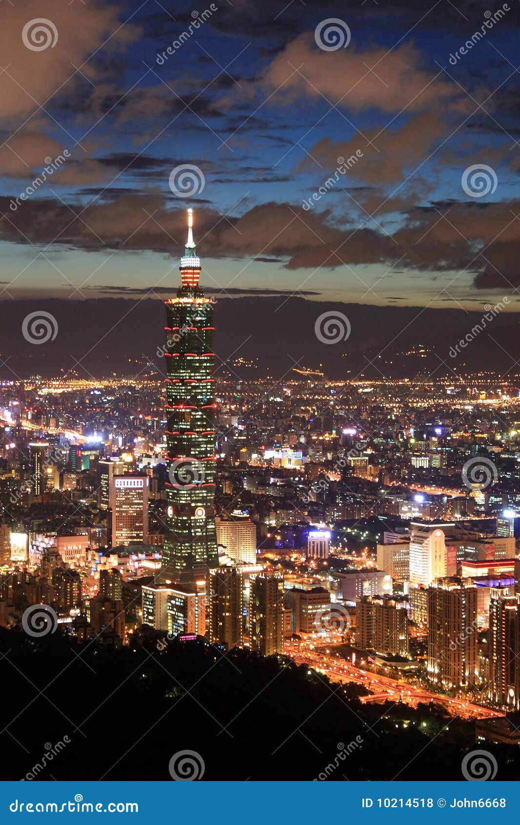 Taipei night scene stock photo. Image of exposure, dusk - 10214518