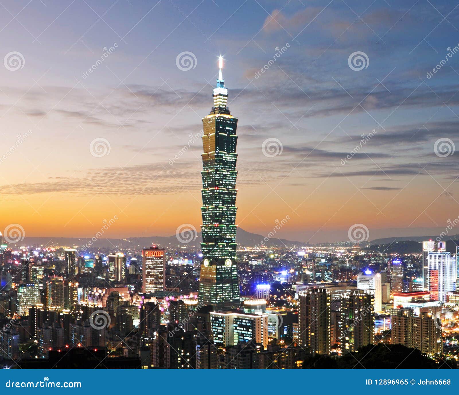 Taipei night scene stock image. Image of city, midtown - 12896965