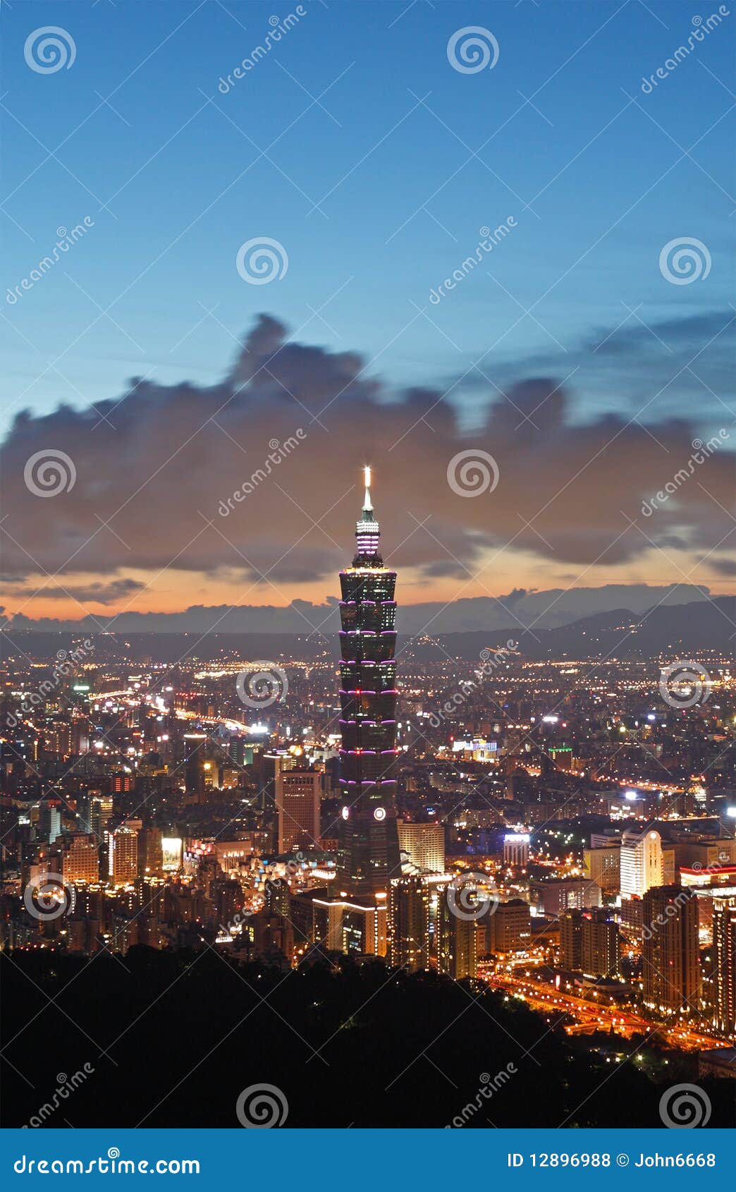 Taipei night scene stock photo. Image of cityscape, night - 12896988