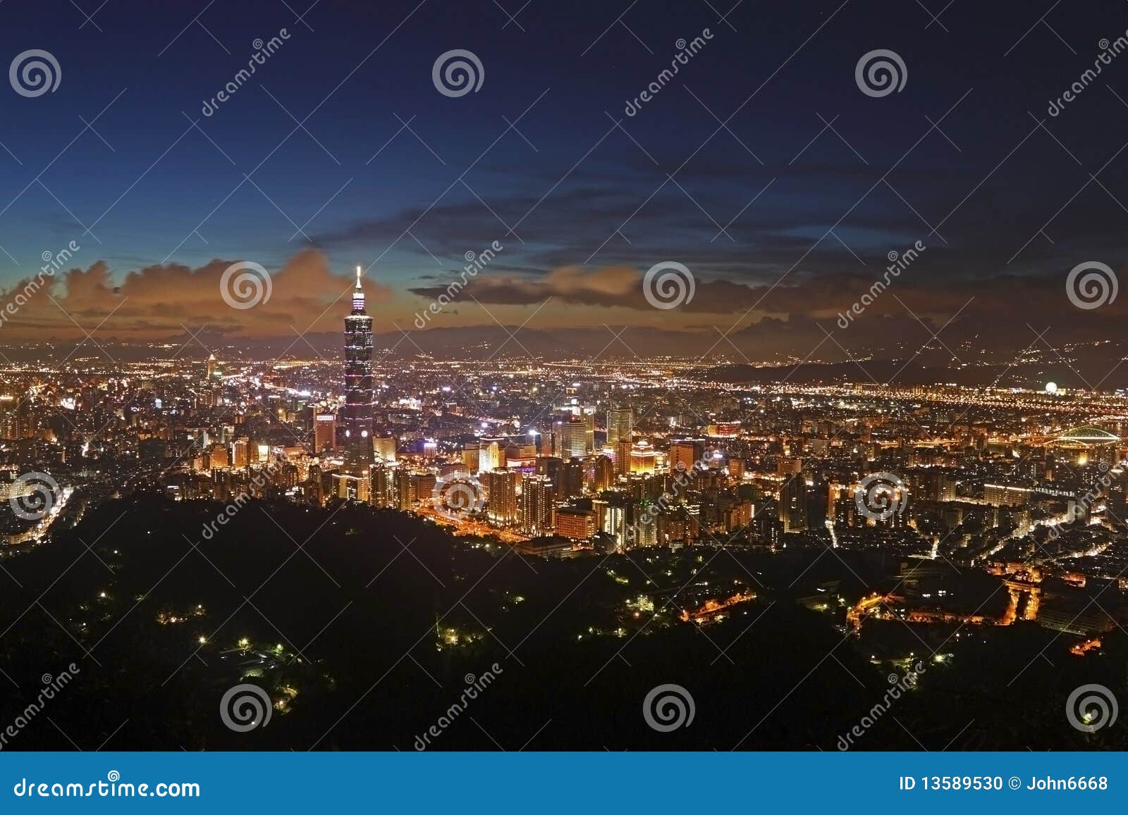 Taipei night scene stock photo. Image of color, republic - 13589530