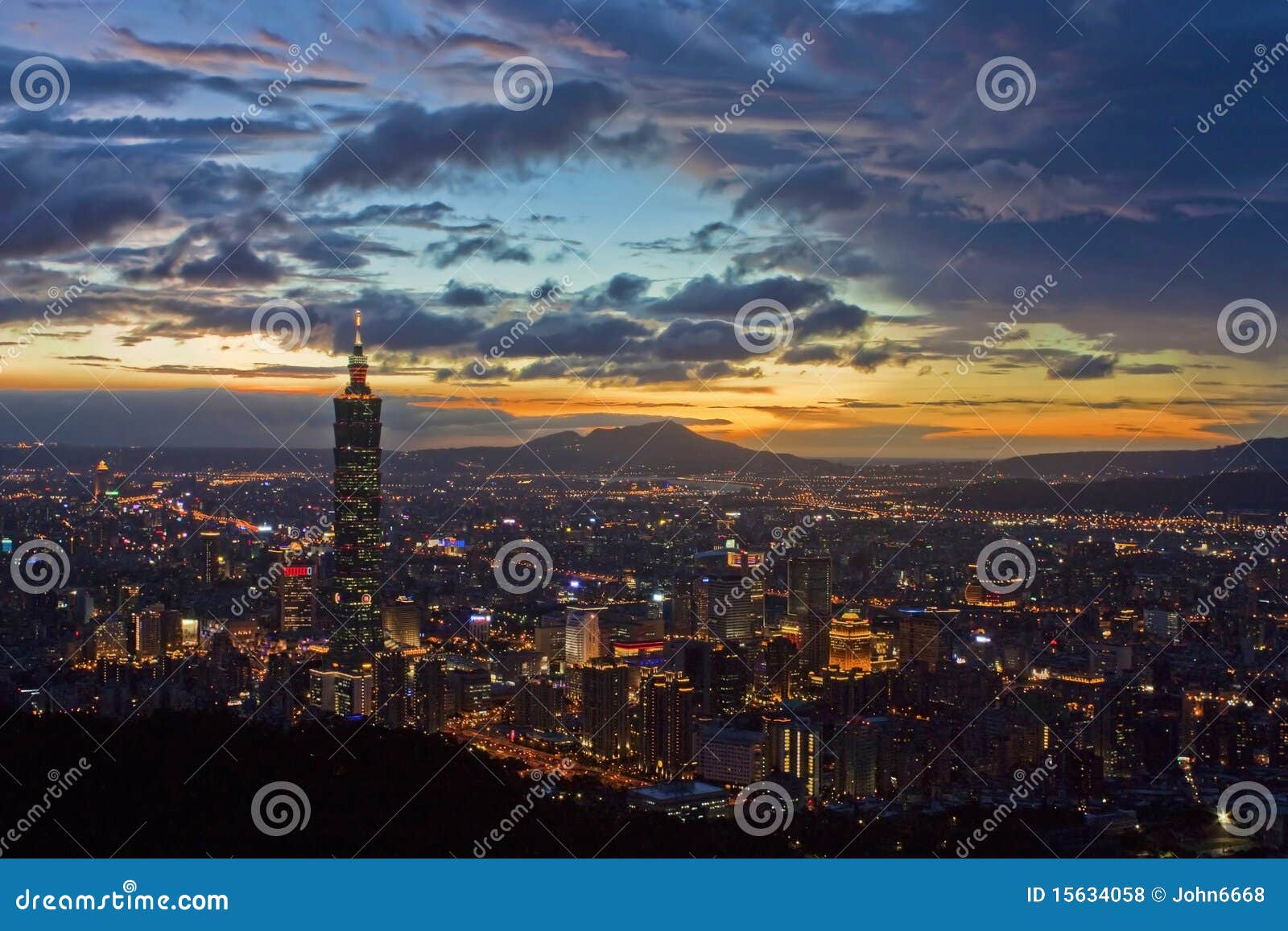 Taipei Night Scene with Taipei101 Stock Photo - Image of outdoors ...