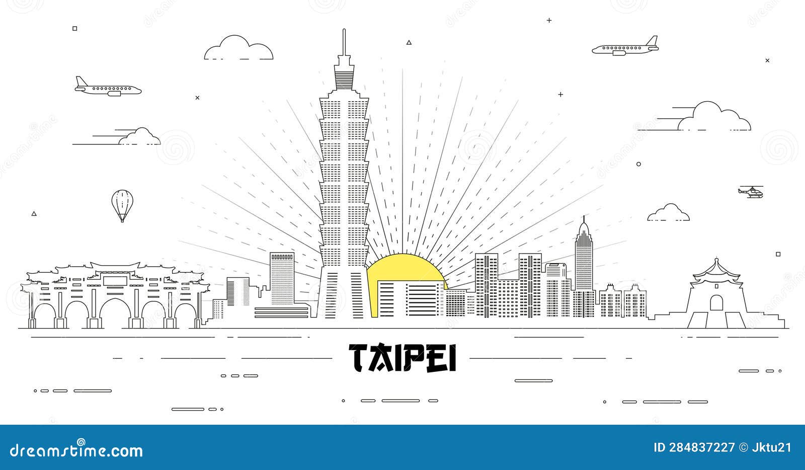 Taipei Cityscape Line Art Vector Illustration Stock Vector ...