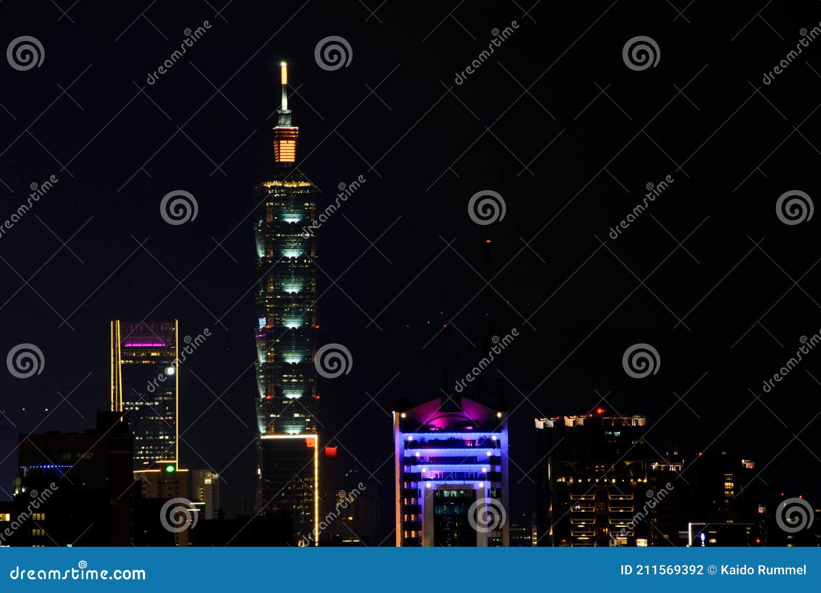 Taipei 101 at night stock photo. Image of iconic, center - 211569392