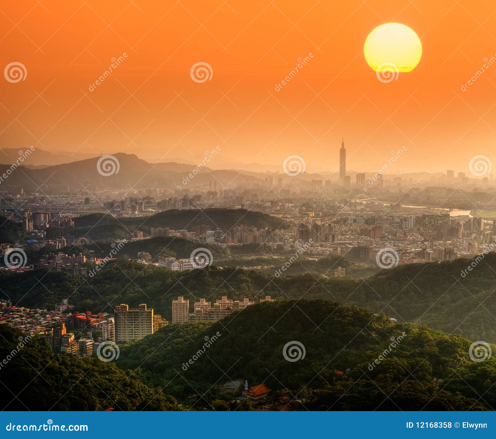 Taipei sunset stock photo. Image of golden, exterior - 12168358