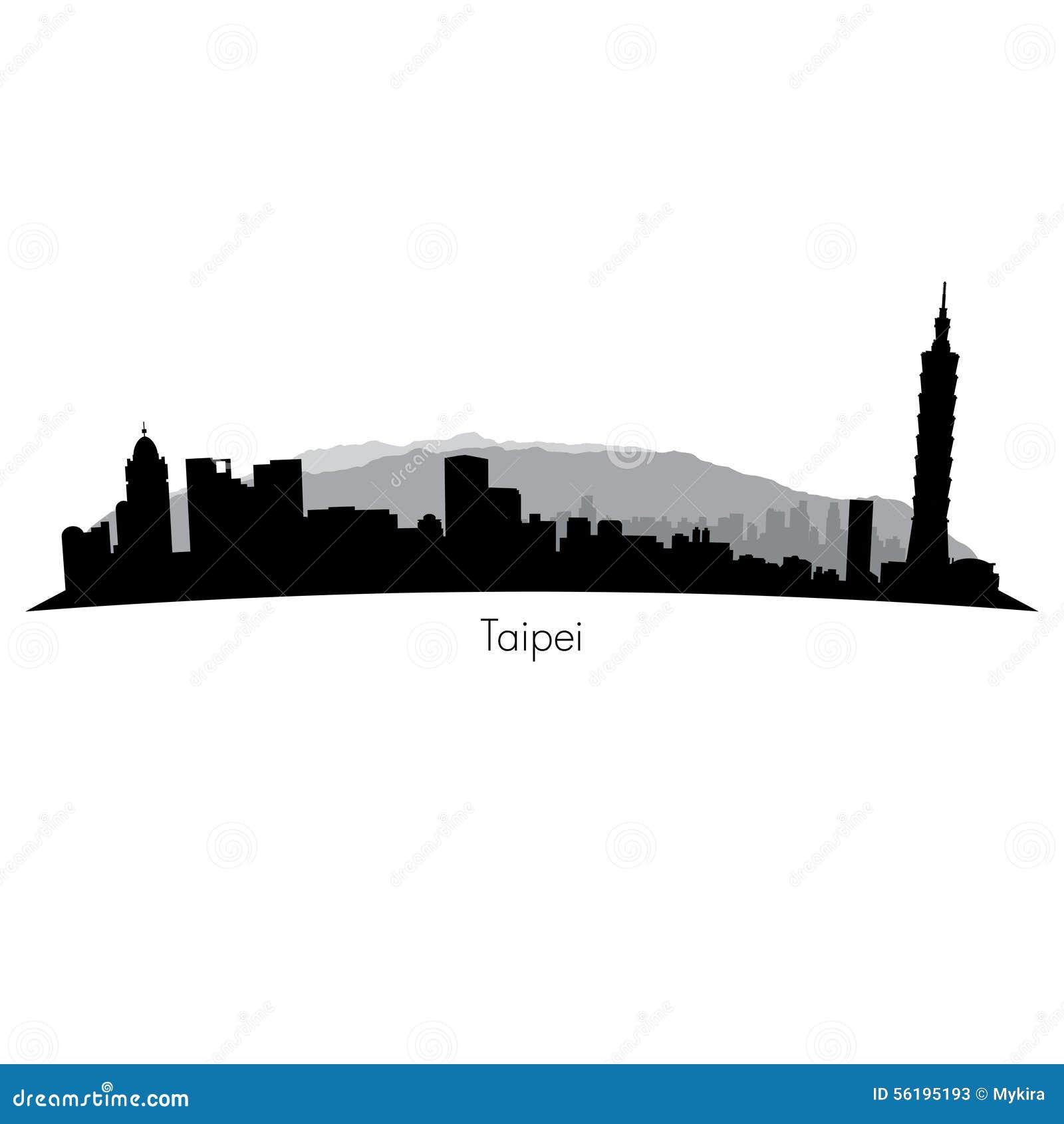 Taipei vector Skyline stock vector. Illustration of central - 56195193