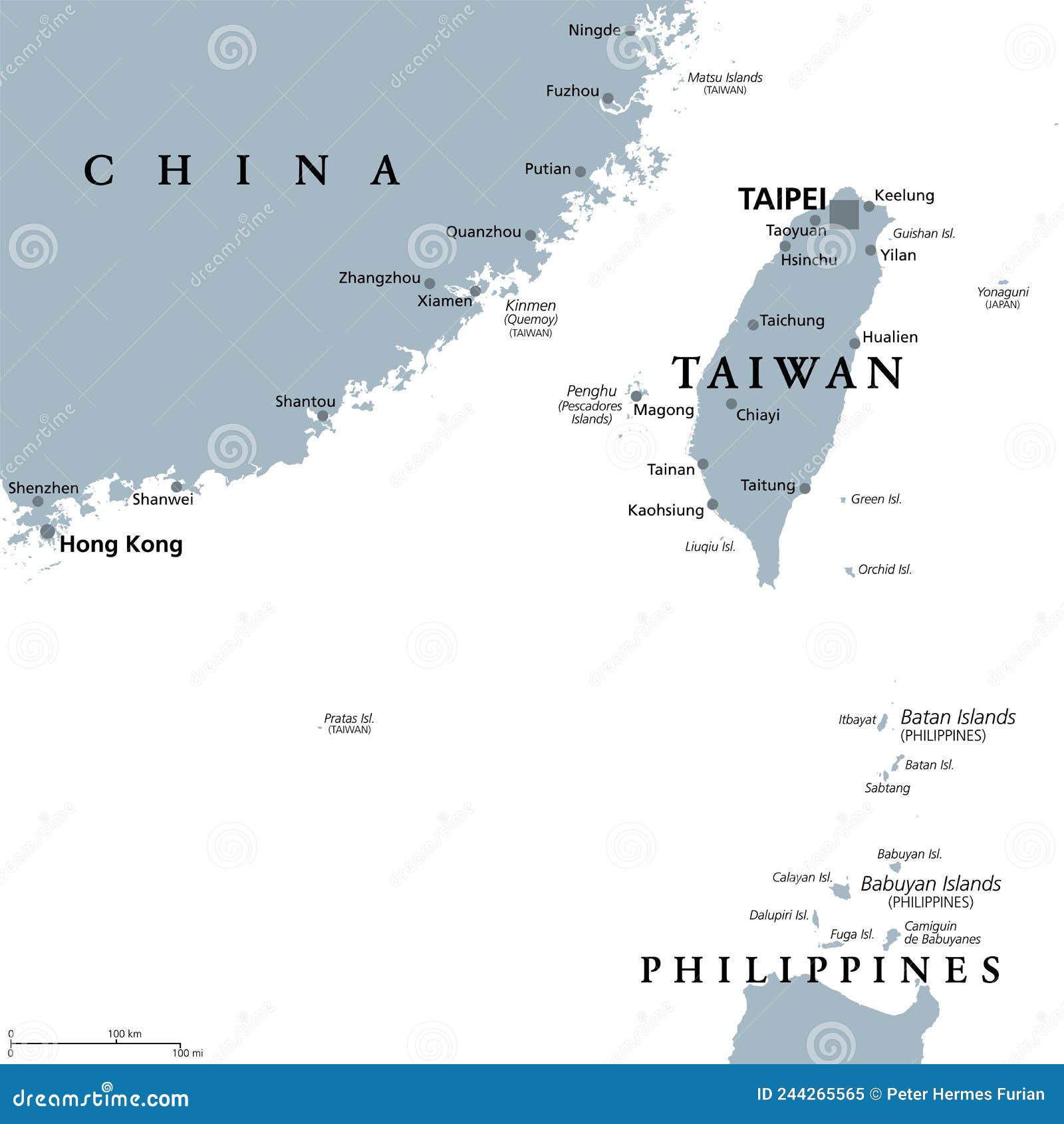 Luzon Strait, A Strait Between Luzon And Taiwan, Political Map Cartoon ...