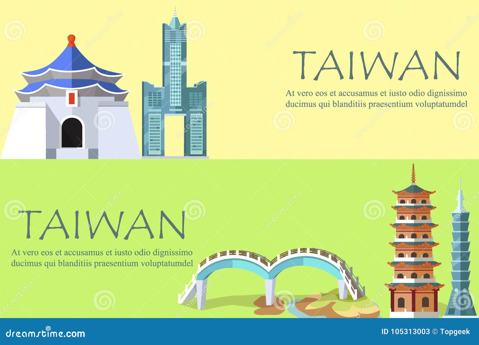 Taiwan Banner with Architectural Constructions Stock Vector ...