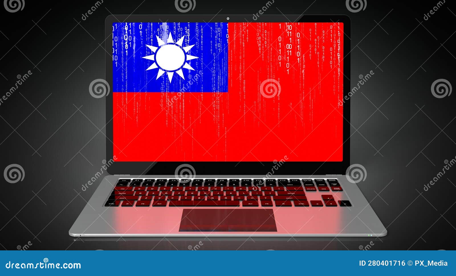 Taiwan - Country Flag and Binary Code on Laptop Screen Stock ...