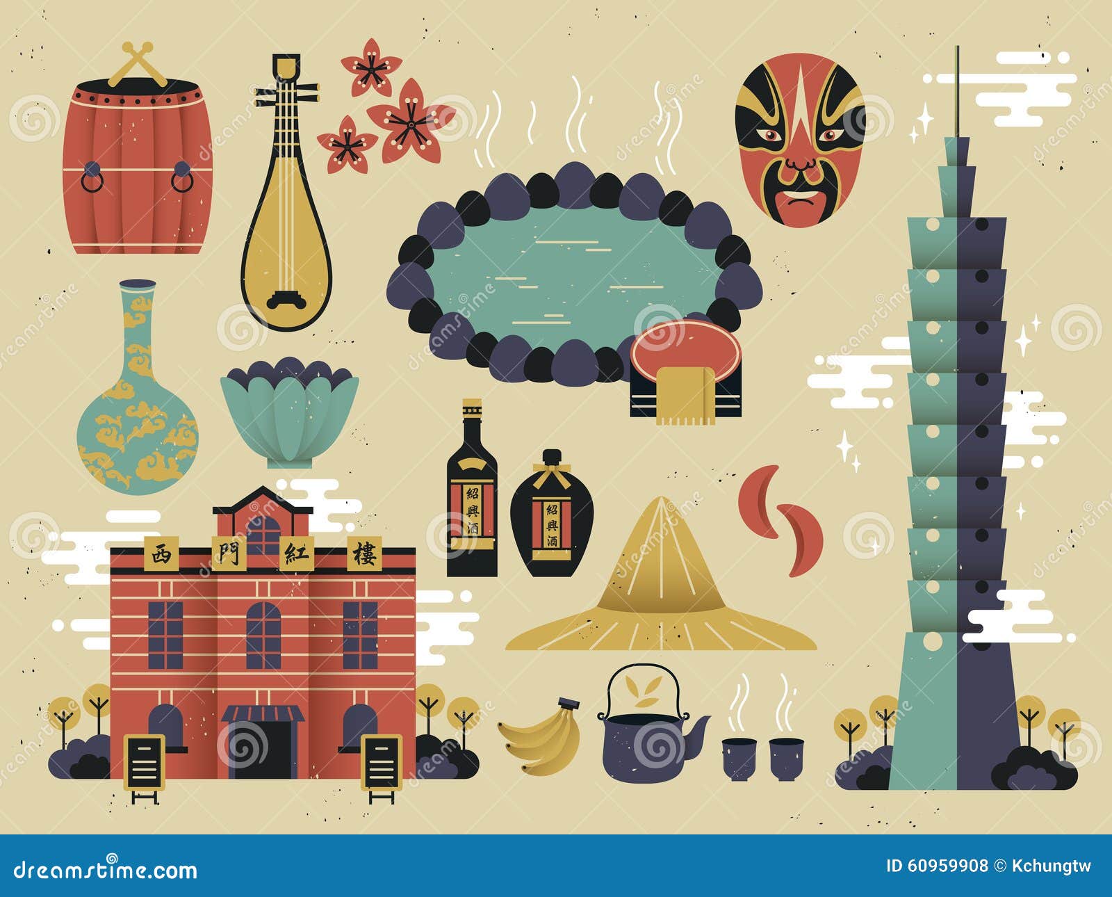 Taiwan Culture Design Vector Illustration | CartoonDealer.com #120045520