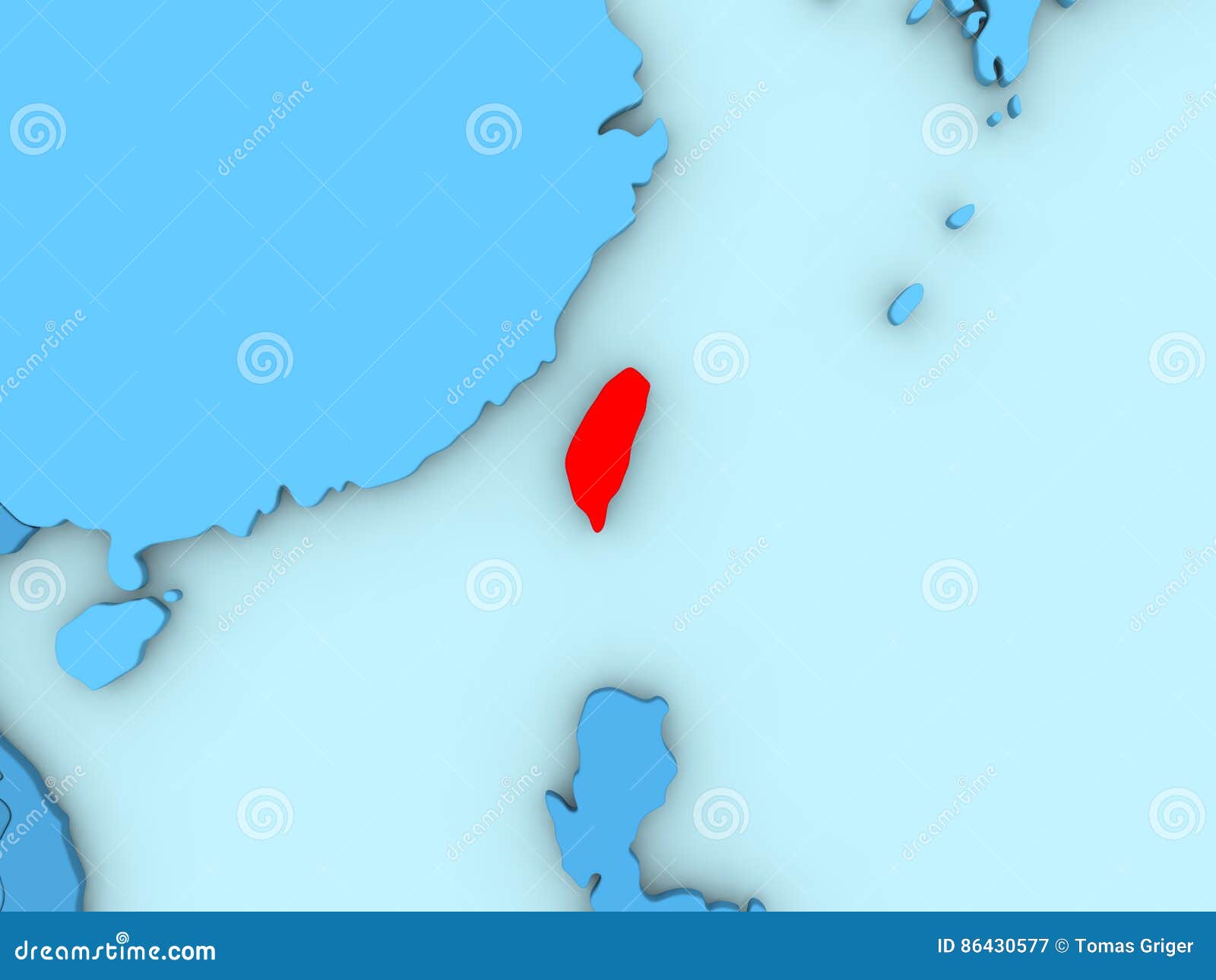 Taiwan on 3D map stock illustration. Illustration of international ...
