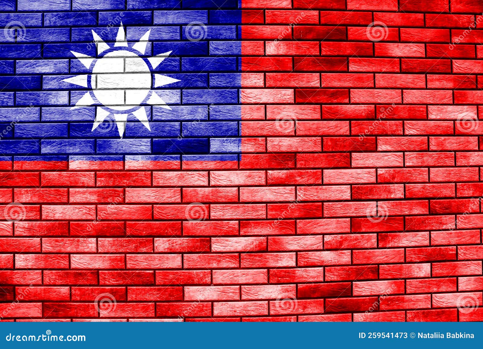 Taiwan Flag or Taiwan Banner on Brick Wall Texture Stock Image - Image ...