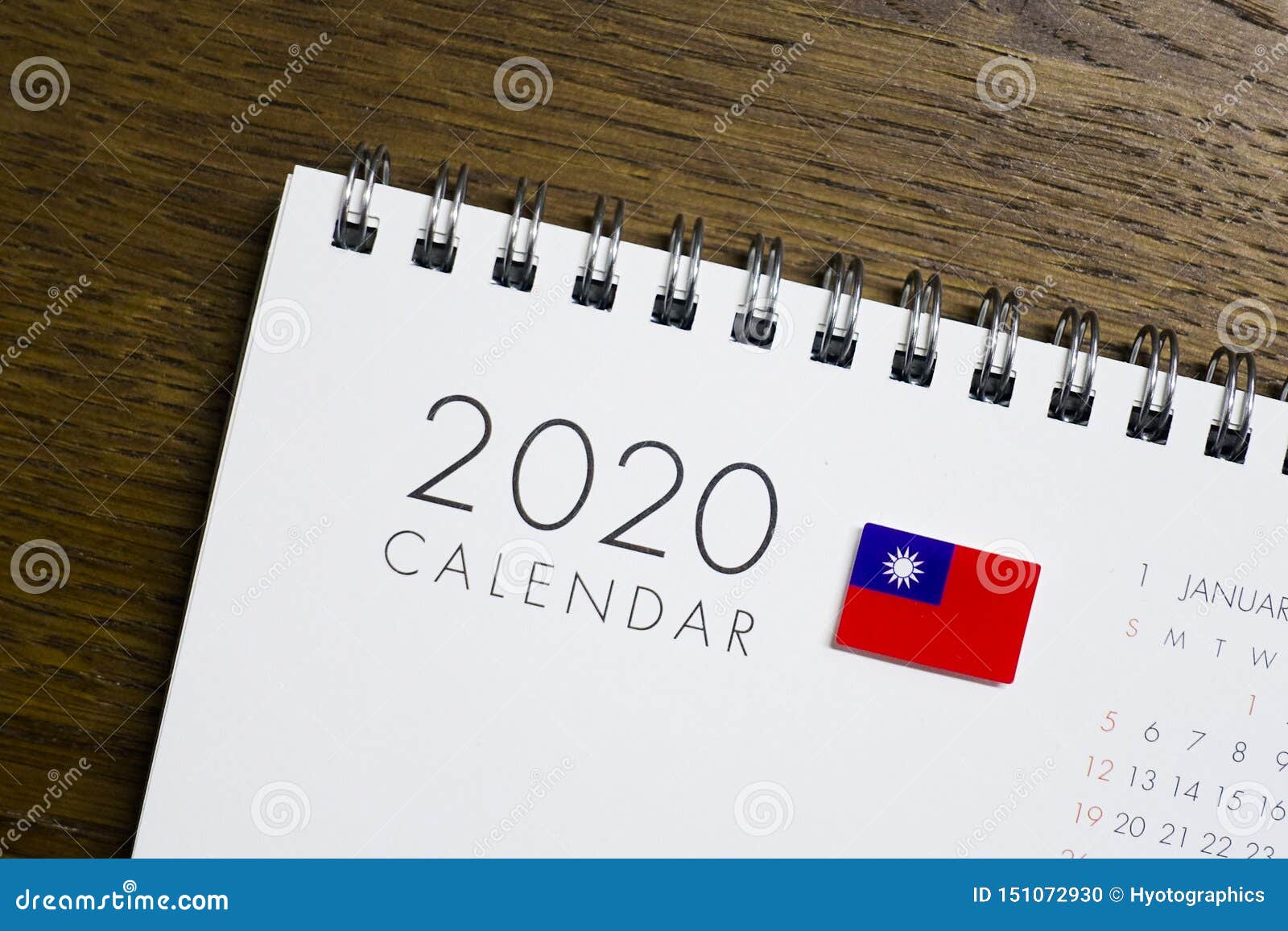 Taiwan Flag on 2020 Calendar Stock Photo - Image of 2020, country ...