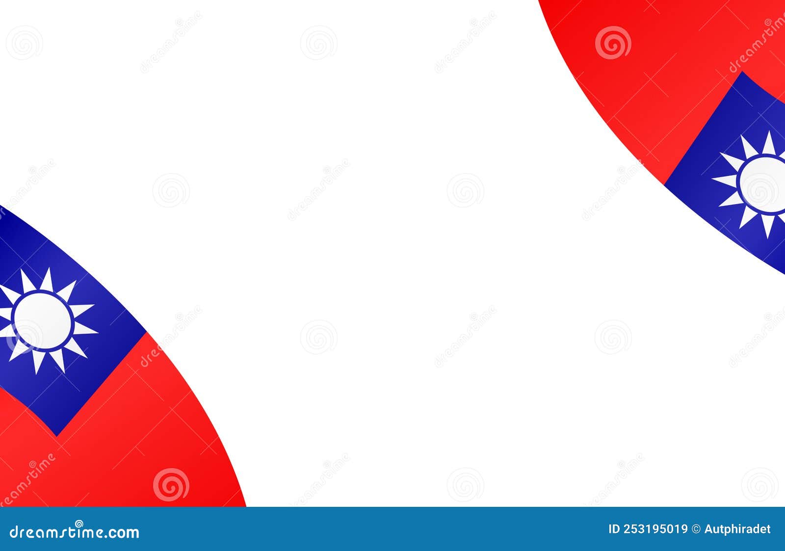 Taiwan Flag Flying on White Background Stock Vector - Illustration of ...