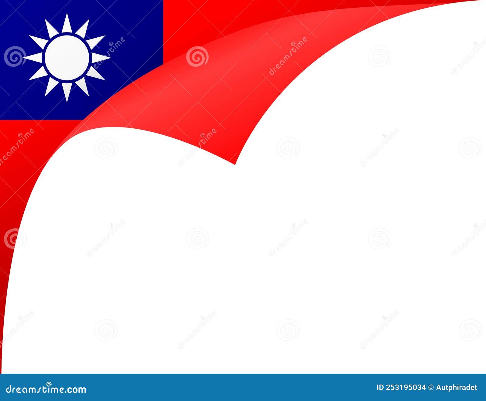 Taiwan Flag Flying on White Background Stock Vector - Illustration of ...
