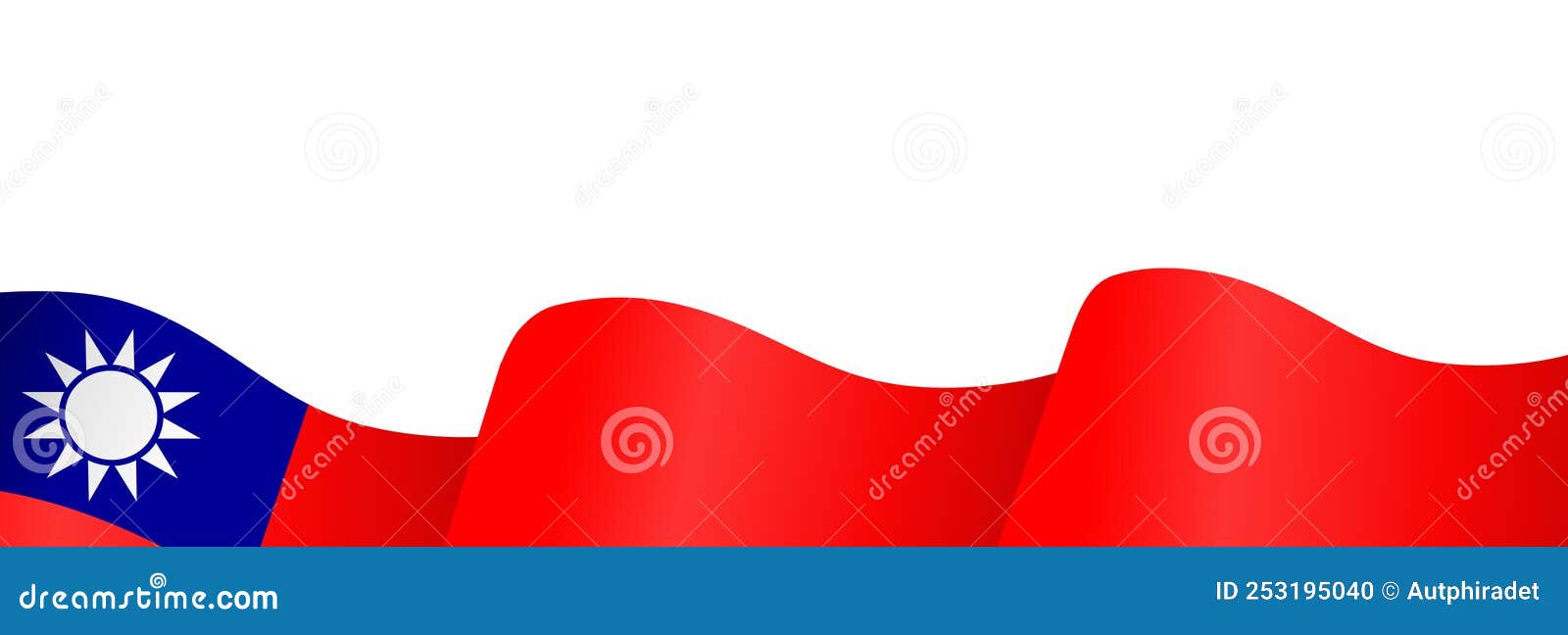 Taiwan Flag Flying on White Background Stock Vector - Illustration of ...