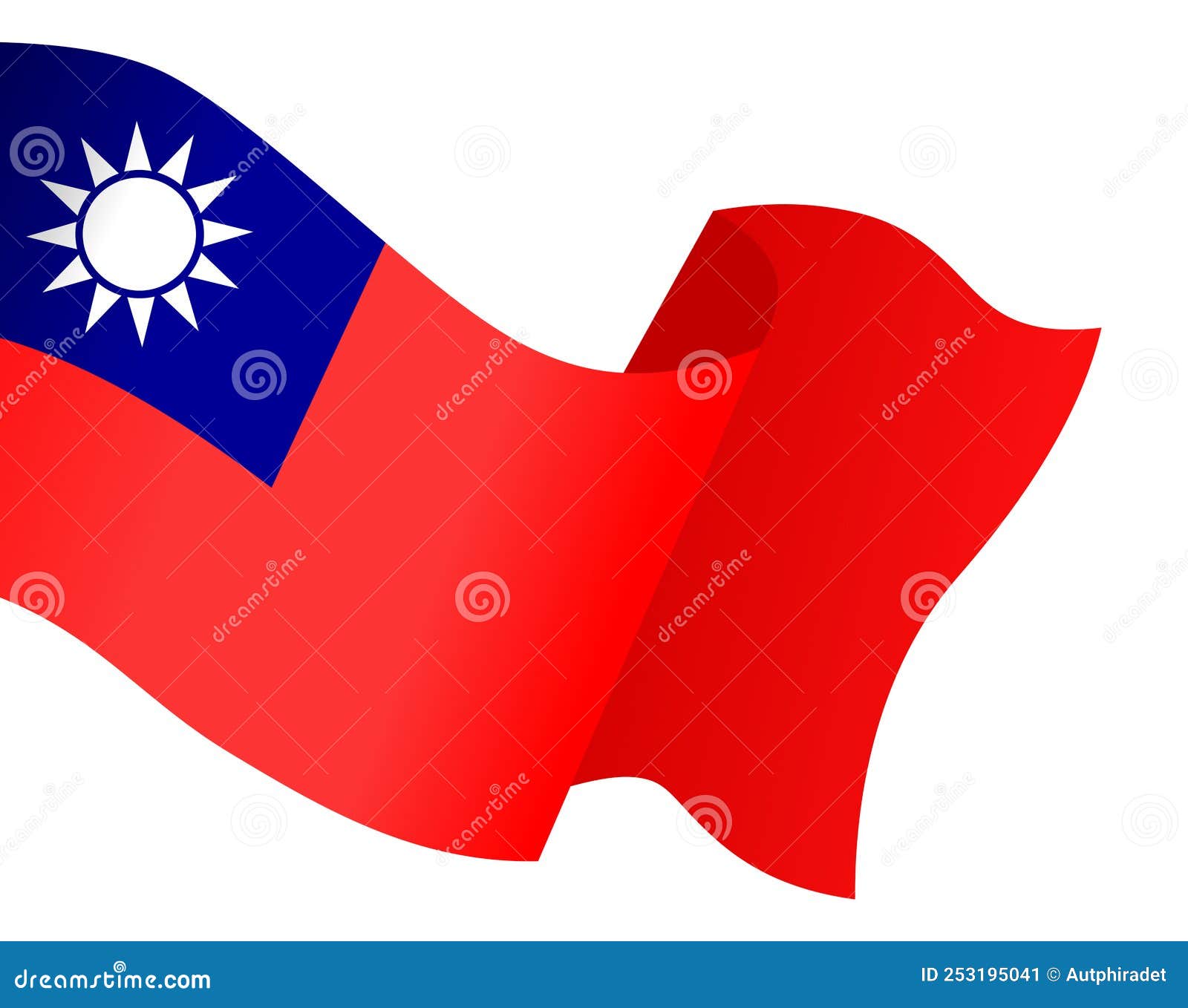 Taiwan Flag Flying on White Background Stock Vector - Illustration of ...