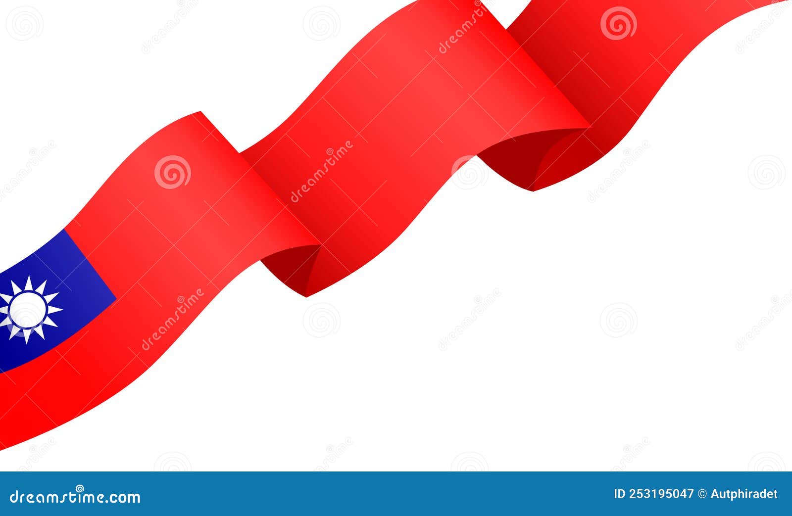 Taiwan Flag Flying on White Background Stock Vector - Illustration of ...