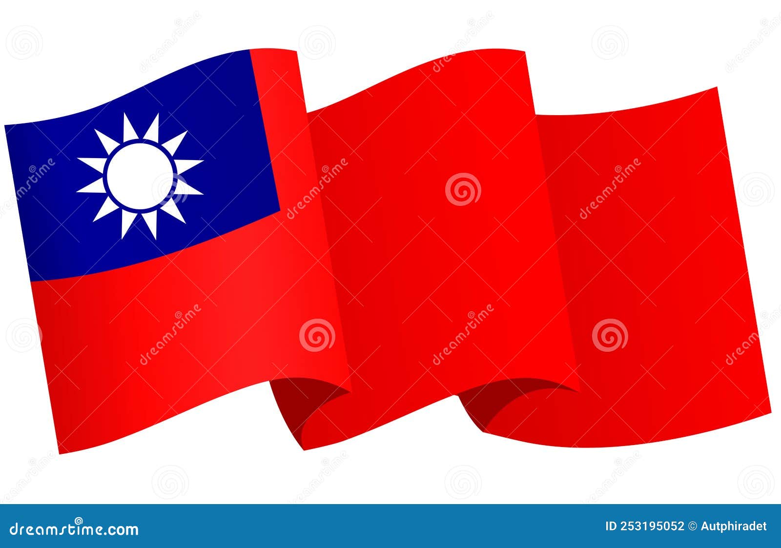 Taiwan Flag Flying on White Background Stock Vector - Illustration of ...