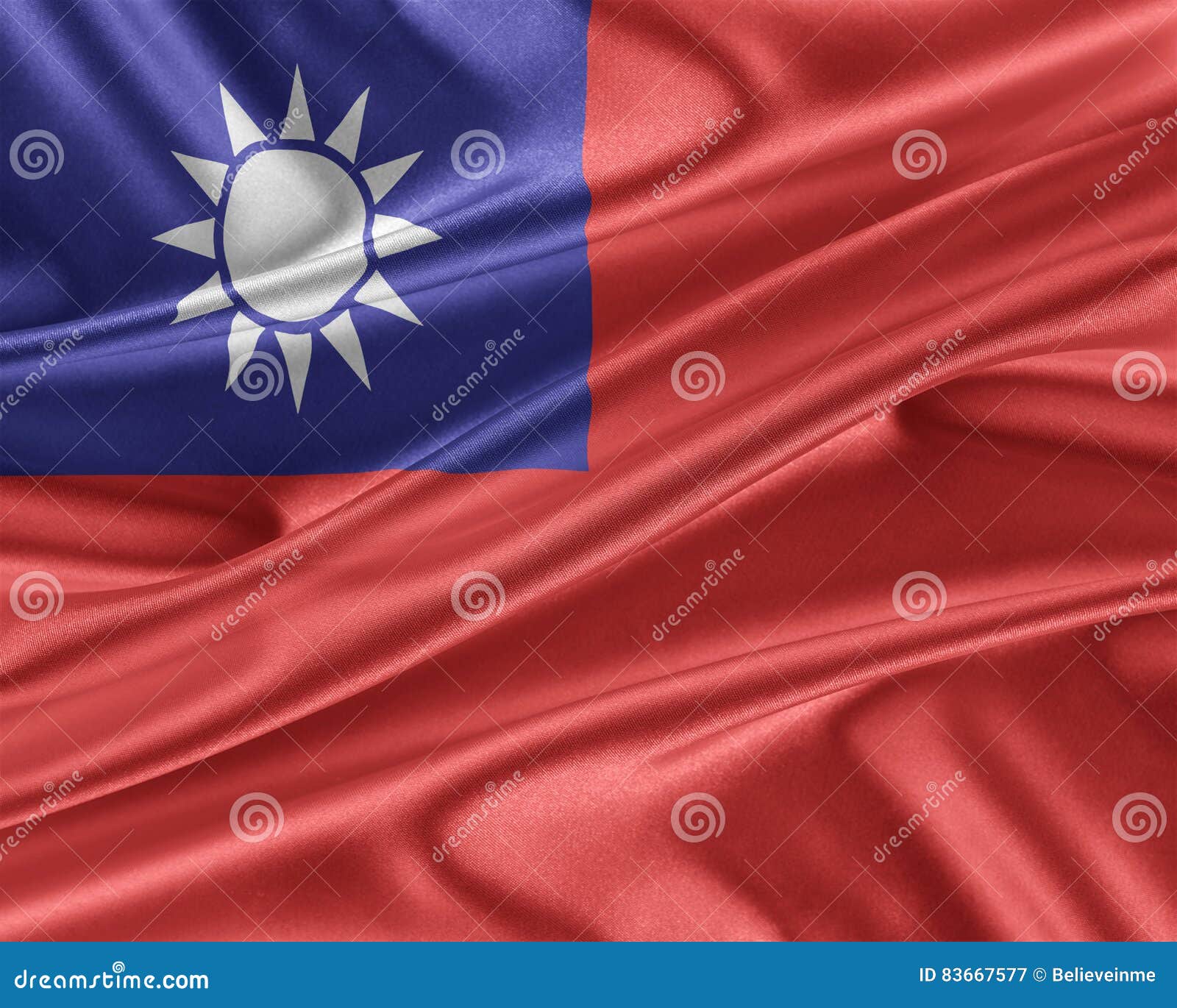 Taiwan Flag with a Glossy Silk Texture. Stock Illustration ...