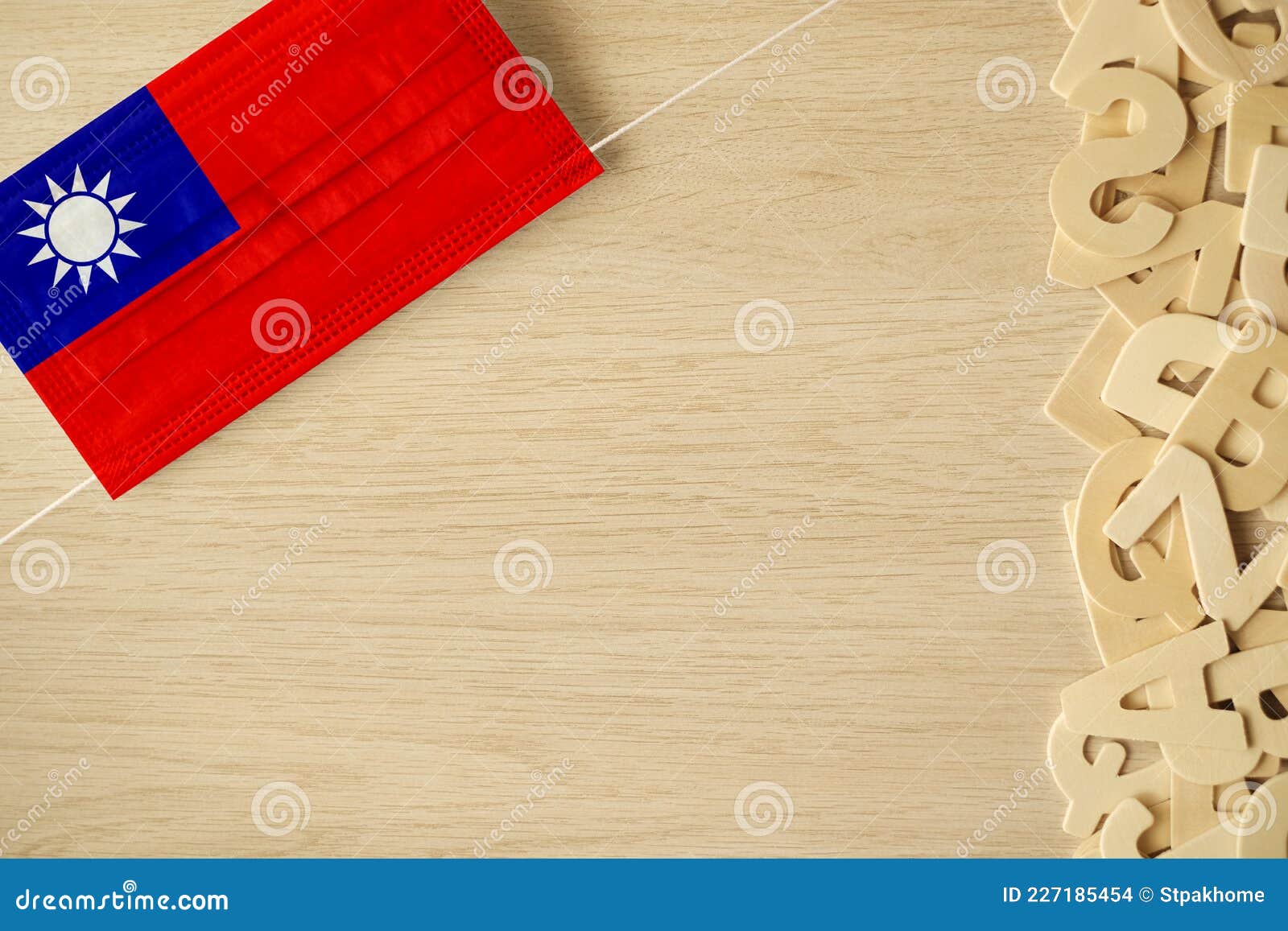 Taiwan Flag on Hygienic Mask. Rustic Background with Empty Space Stock ...