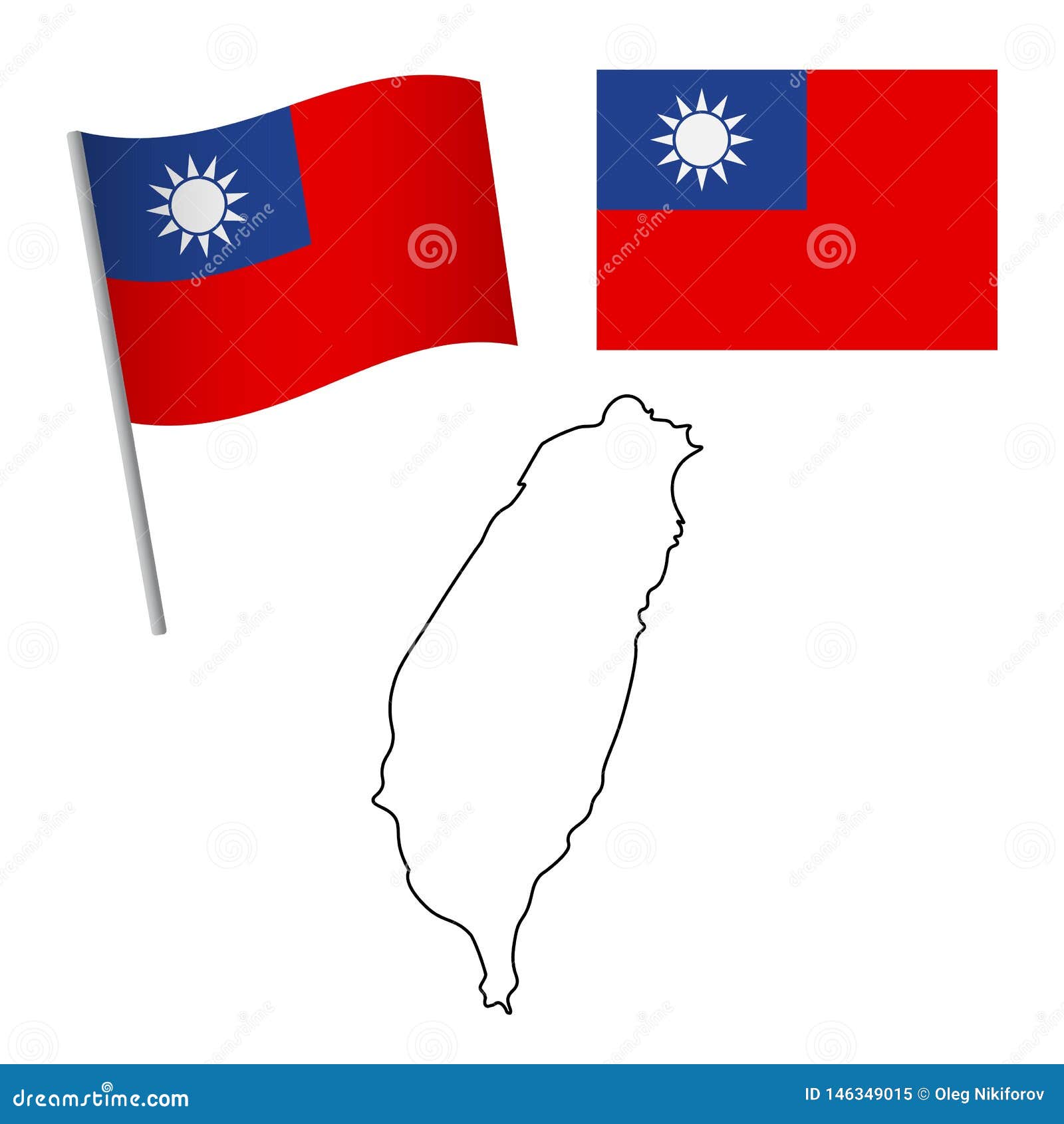 Taiwan flag and map stock illustration. Illustration of flag - 146349015