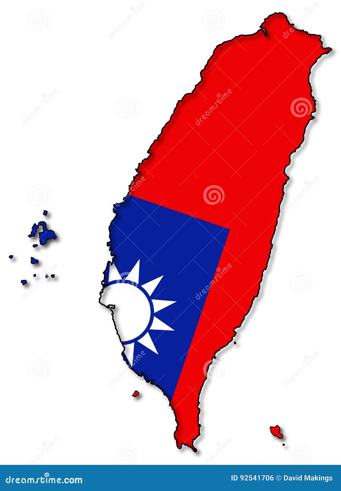 Taiwan Flag in Map stock illustration. Illustration of symbol - 92541706