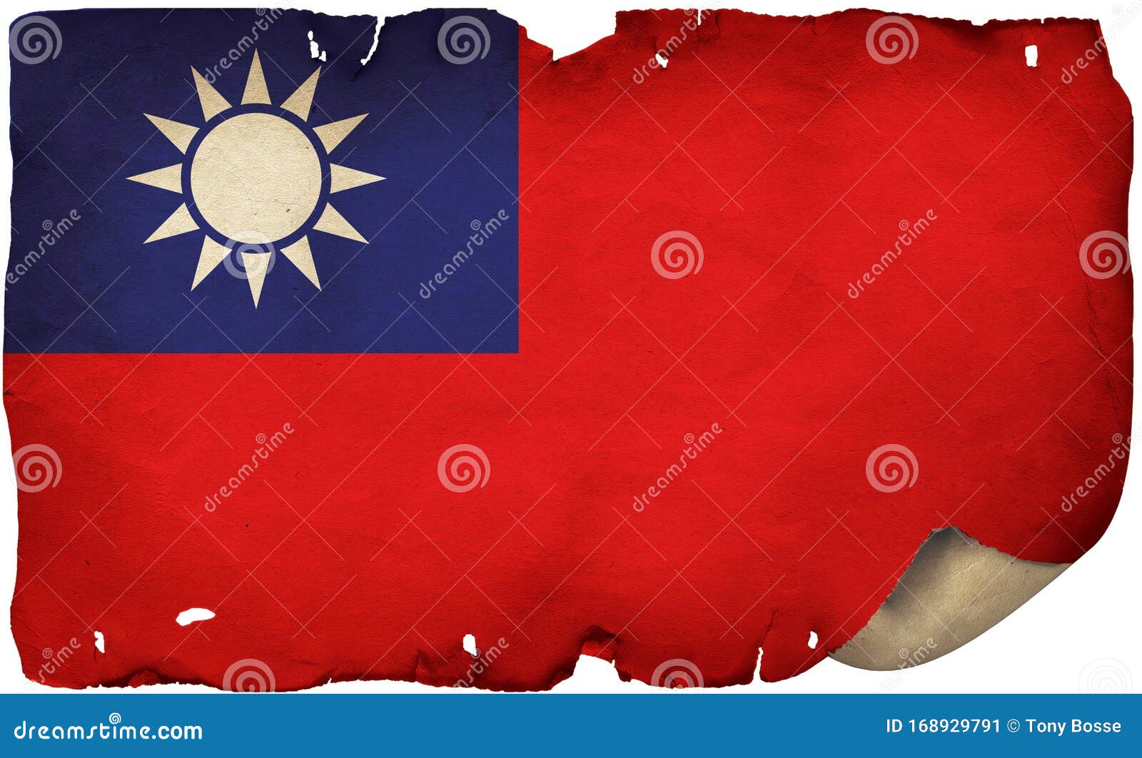 Taiwan Flag on Old Paper stock illustration. Illustration of asian ...