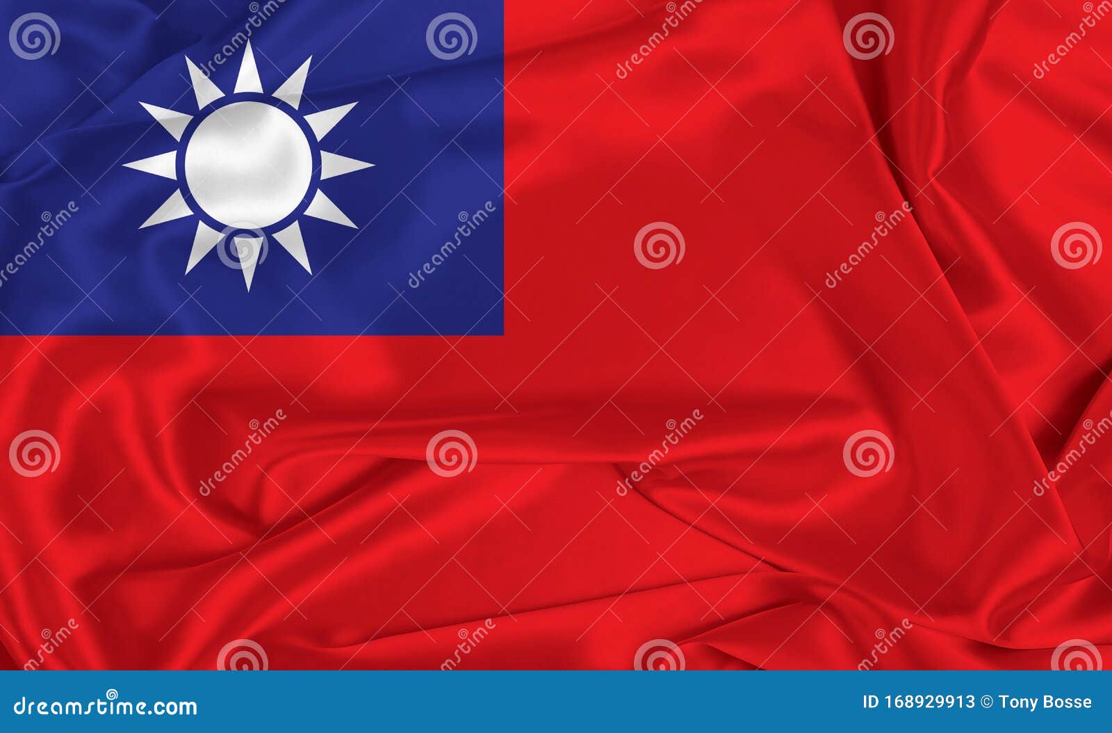Silk Taiwan Flag stock image. Image of insignia, banner - 168929913