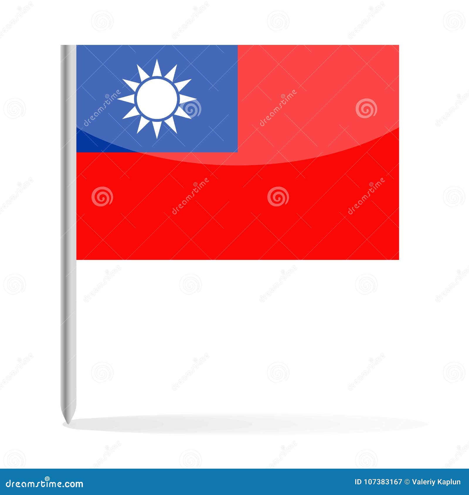 Taiwan Flag Pin Vector Icon Stock Illustration - Illustration of button ...