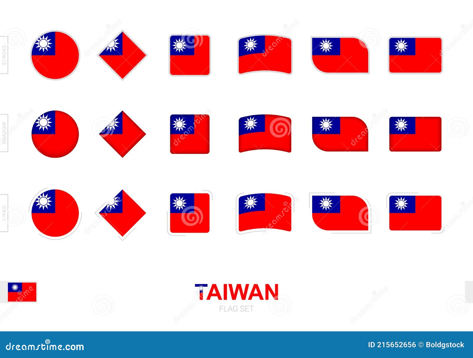 Taiwan Flag Set, Simple Flags of Taiwan with Three Different Effects ...