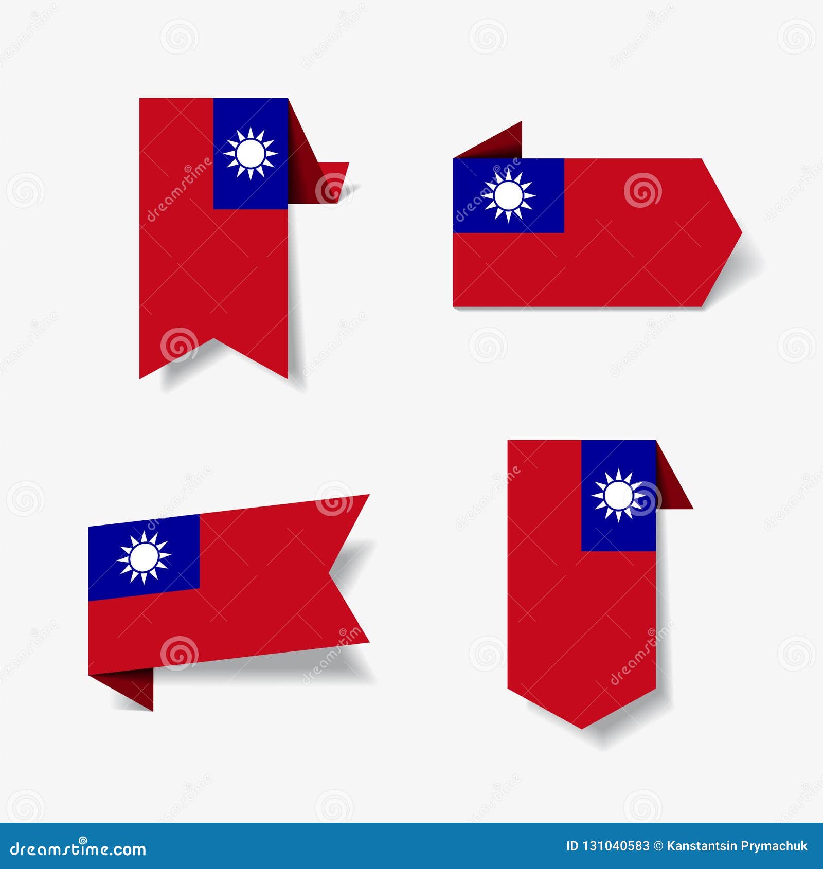 Taiwan Flag Stickers and Labels. Vector Illustration. Stock Vector ...