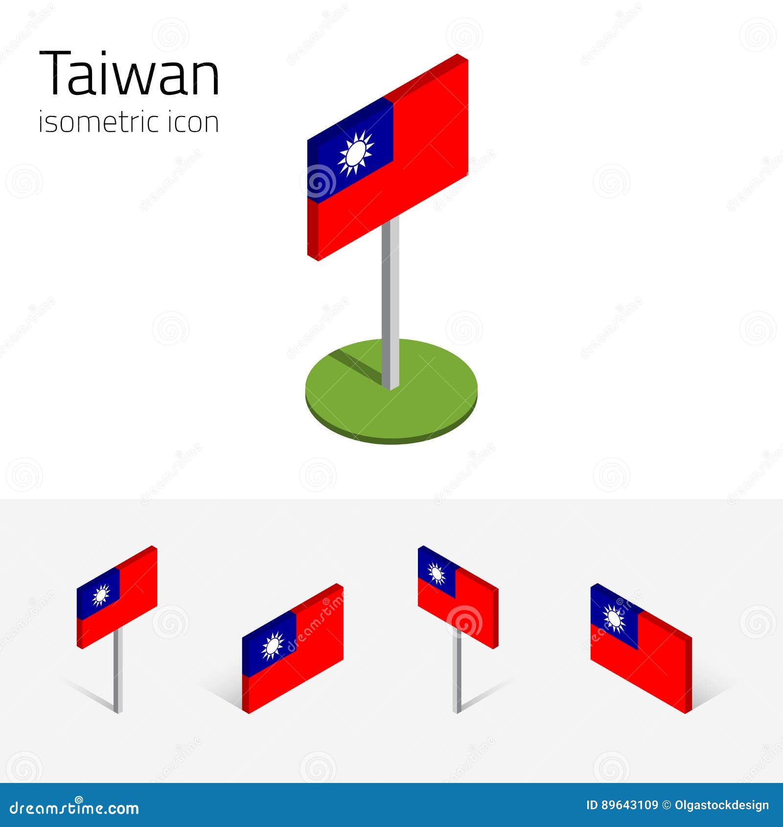 Taiwan Flag, Vector Set of 3D Isometric Flat Icons Stock Vector ...