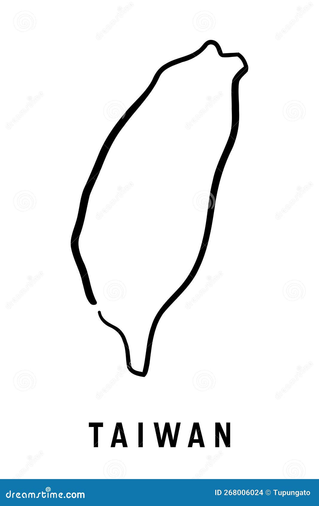 Taiwan Island Simple Outline Vector Map Stock Vector - Illustration of ...